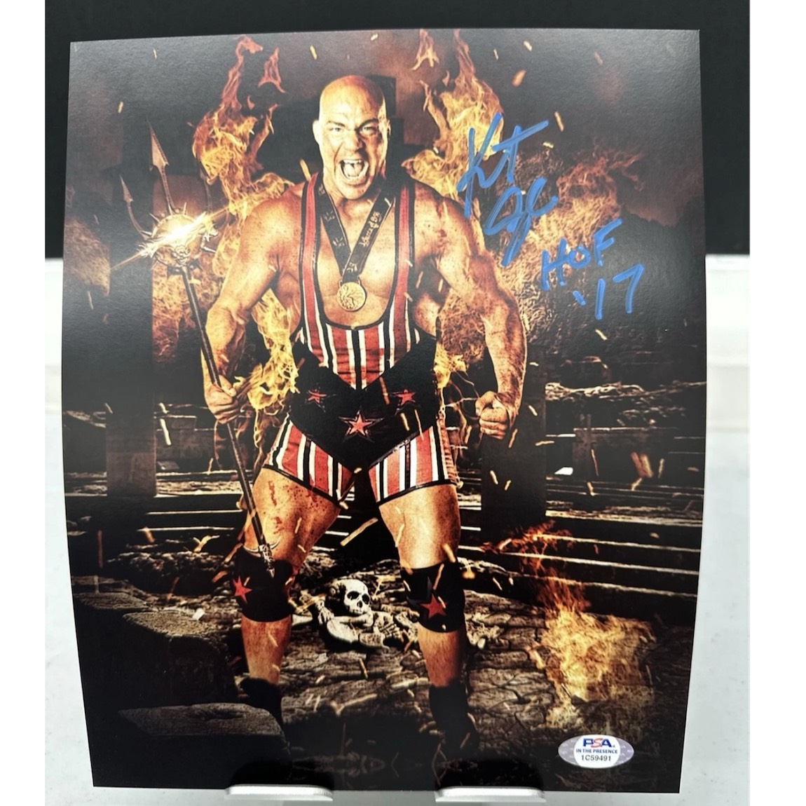 Kurt Angle Signed 8x10 Photo PSA COA WWE Wrestling Autograph
