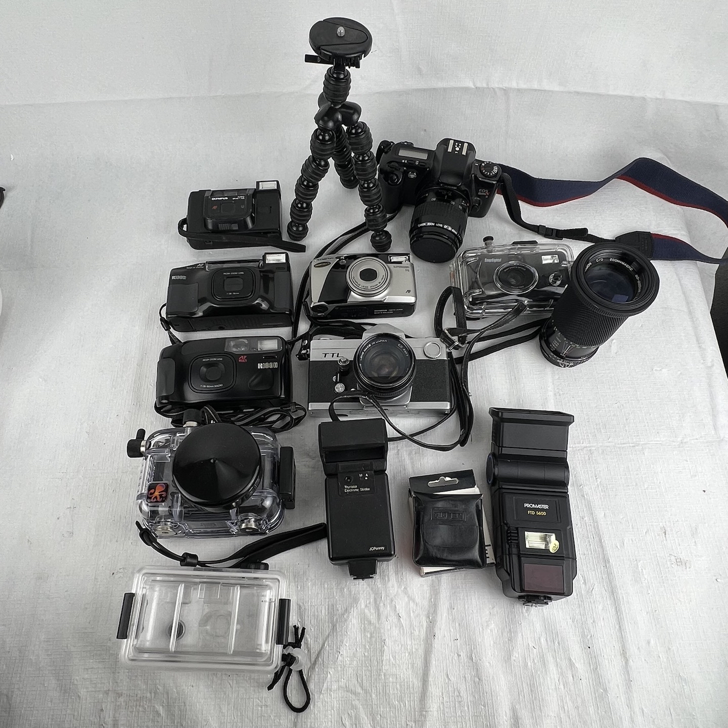 Lot Of Seven Cameras Plus Accessories, Underwater Housings/Filters ...