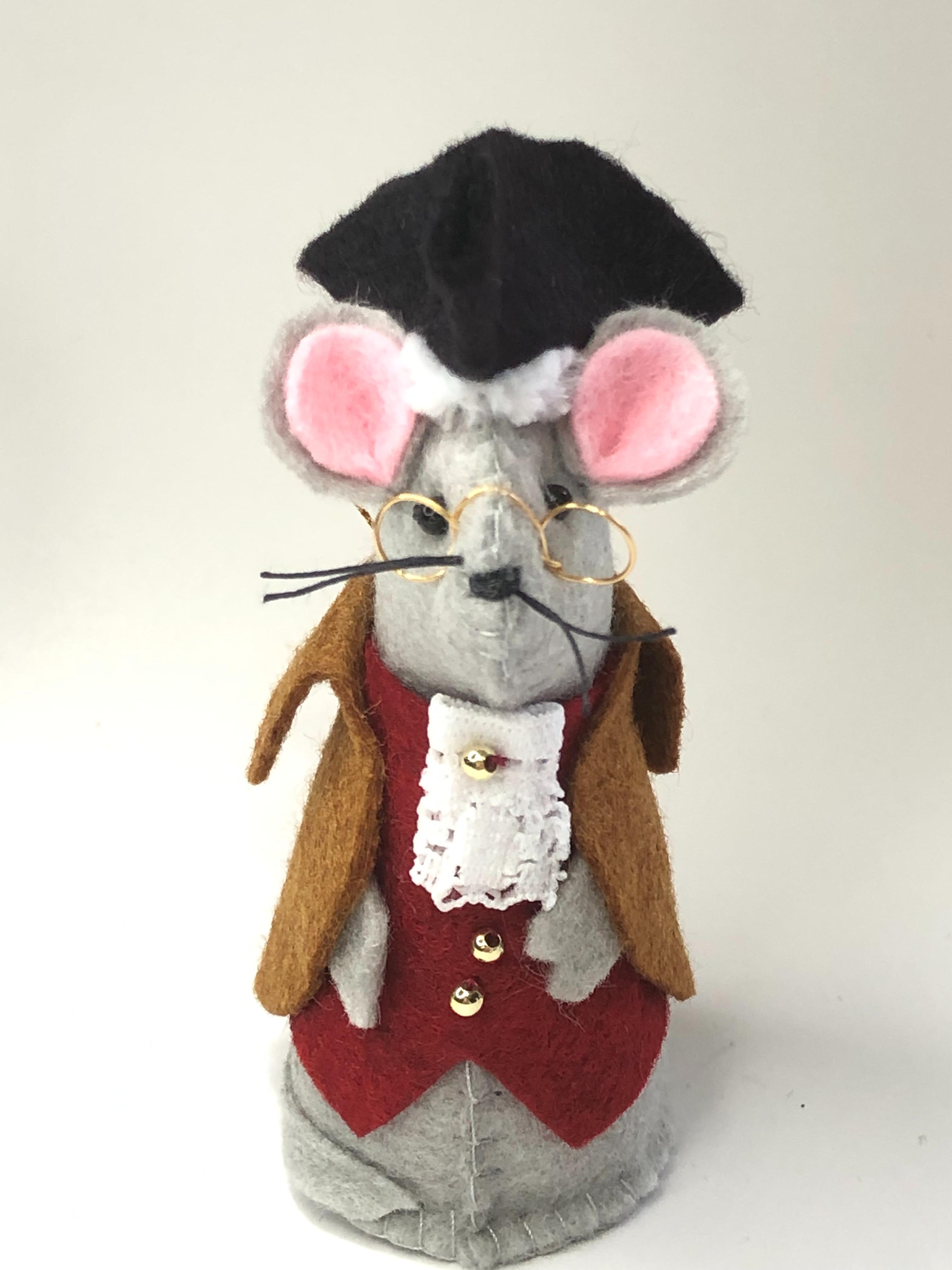 Handmade Felt Colonial Mouse Ben Franklin Christmas Ornament