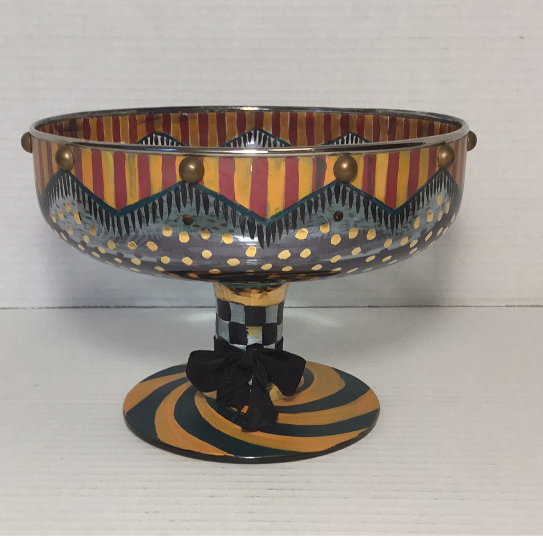 Mackenzie Childs Retired Circus Compote Bowl 1993