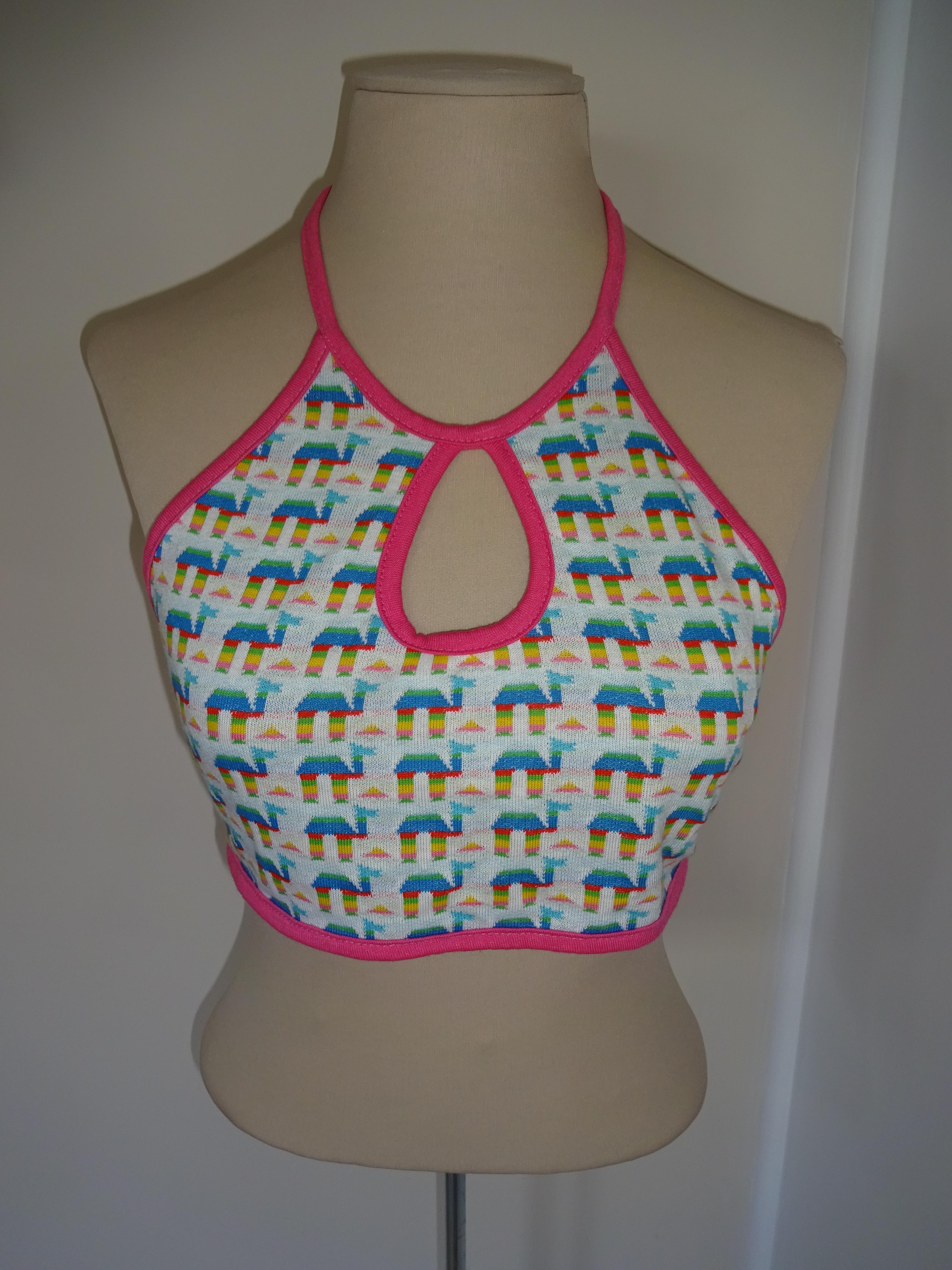 New NOS Vintage 1970s A.H. Schrieber Keyhole Swimsuit Swim Top Halter ...