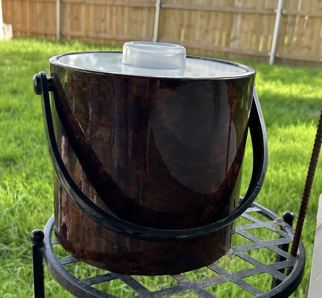 Shelton-Ware Tortoise Shell Colored Ice Bucket Filled With Various Smalls