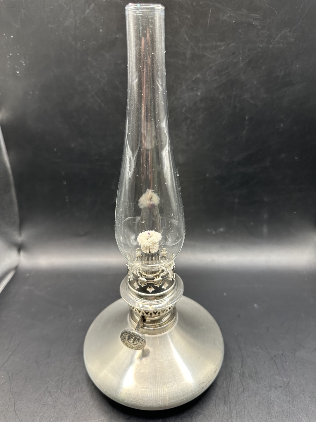 Danforth Pewter Oil Lamp - Middlebury, Vermont -signed Fred Danforth