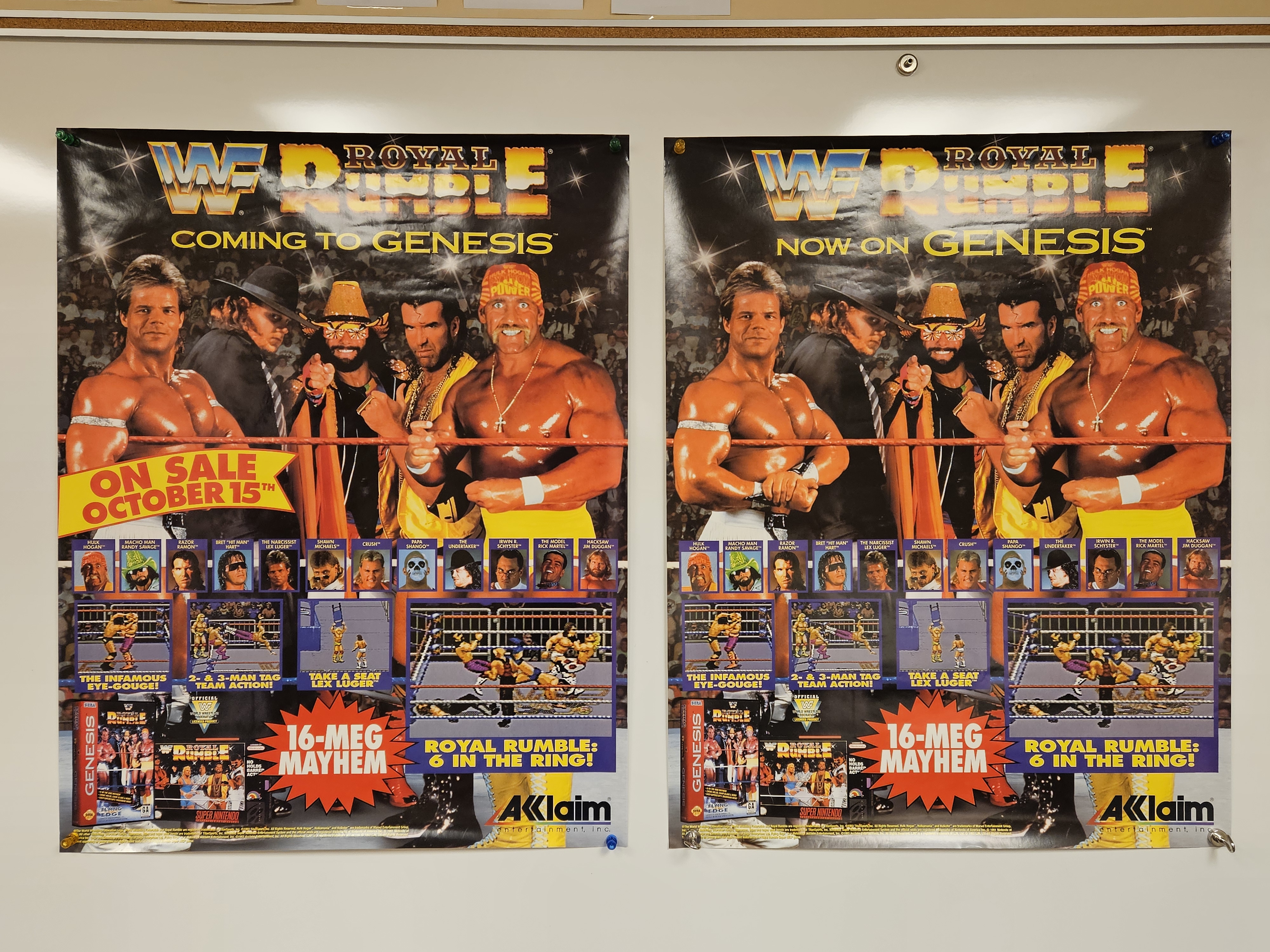 1993 Sega Genesis WWF Royal Rumble Promo Retail Store Poster Set 28"x ...
