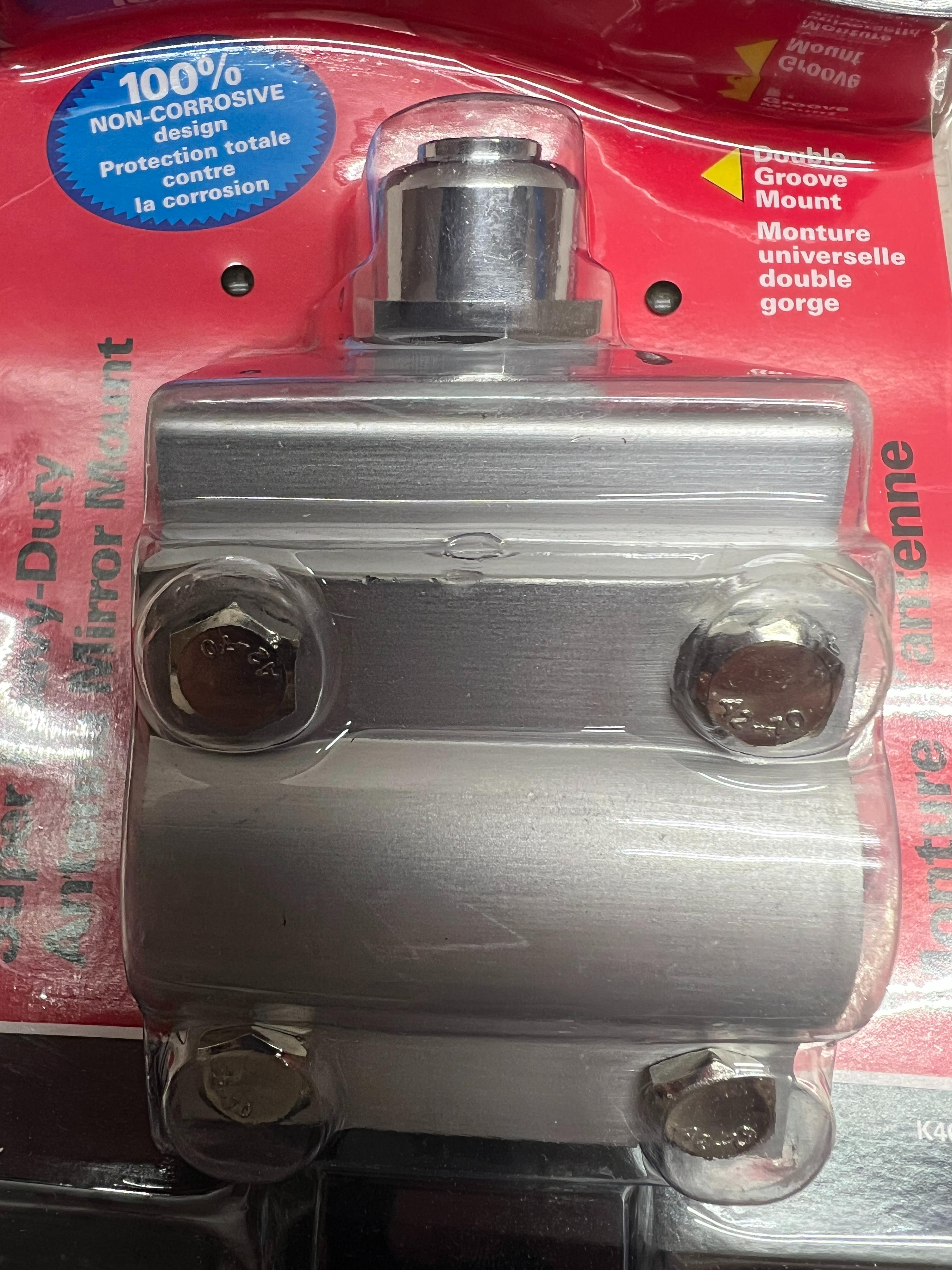 K40 3-Way Double Groove Stainless Steel CB Antenna Mirror Mount K40MM - NIB