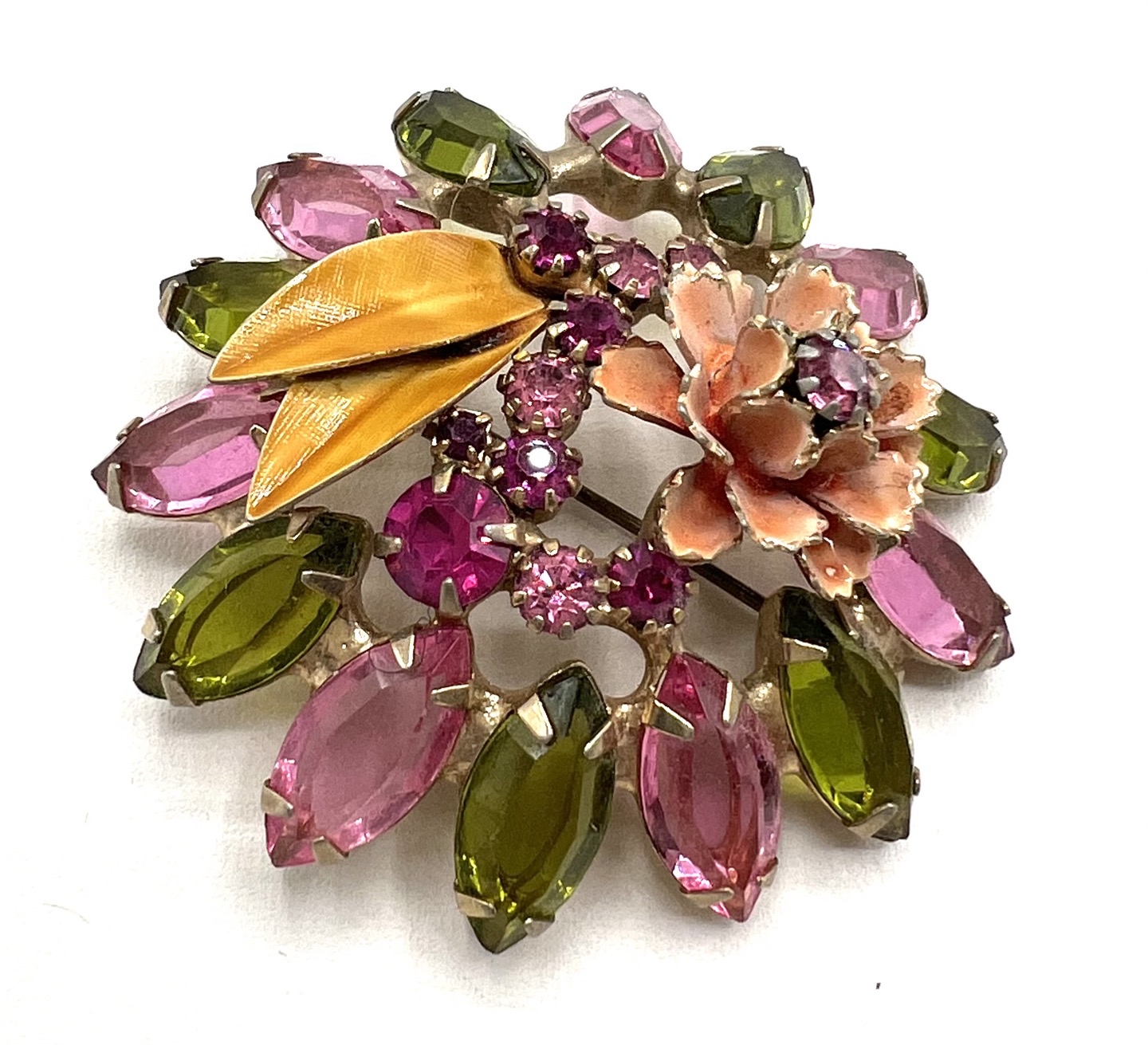 Juliana Green Pink Brooch, Figure Eight Puddling, Open Back Layered ...