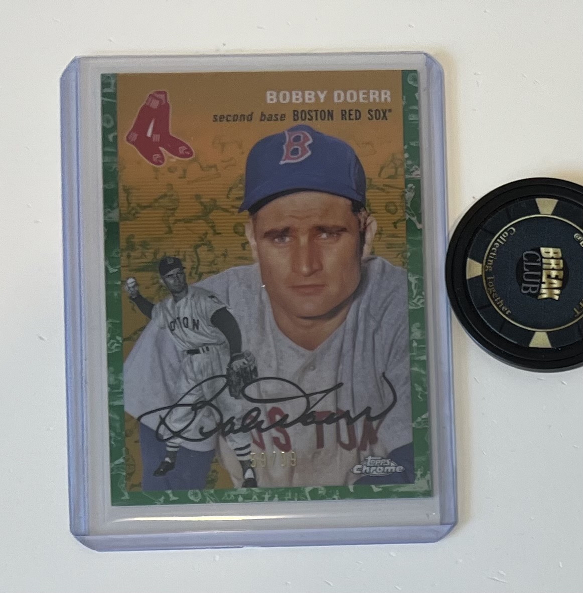 Bobby Doerr Chrome Platinum Green Toile Refractor /99 Boston Red Sox