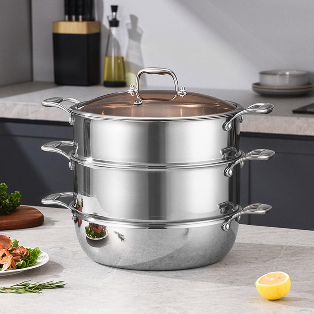 SOGA 3 Tier 30cm Stainless Steel Food Steamer