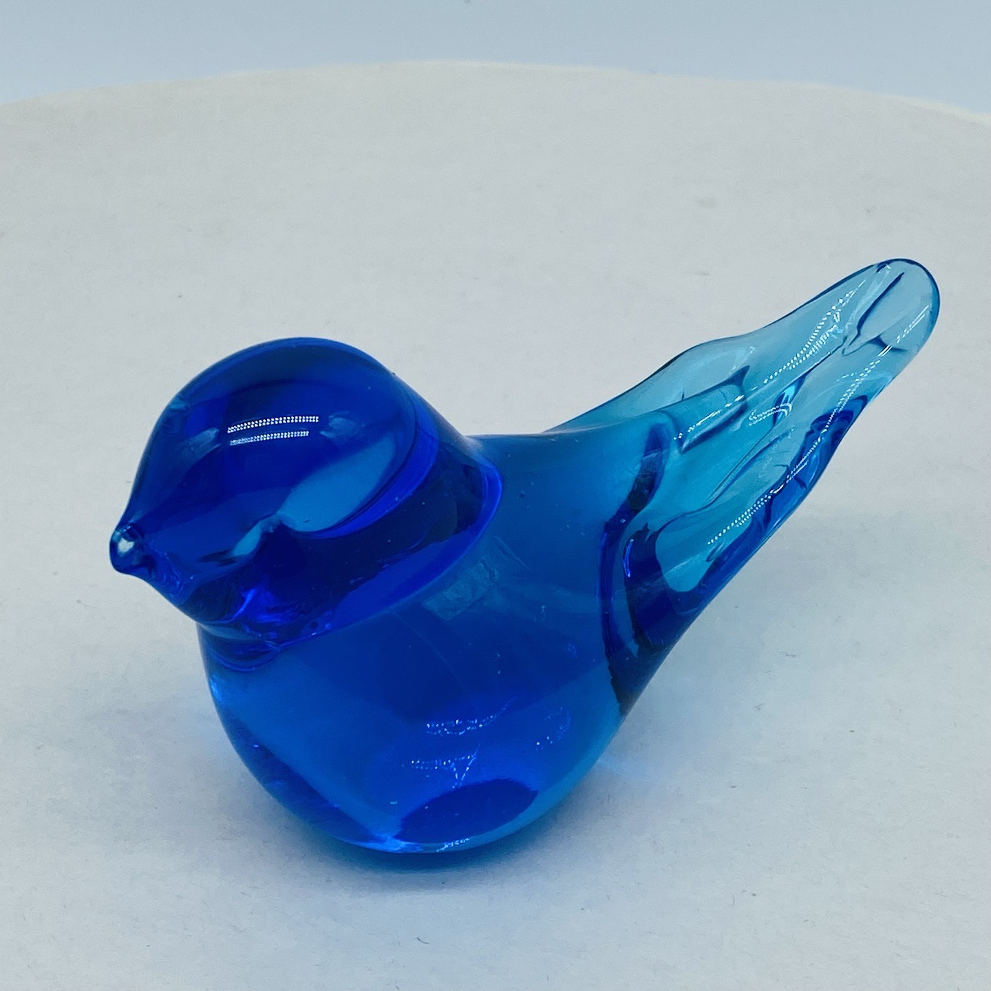 #024 Gene Center Blue Bird Of Happiness 1992 Art Glass Signed Ozark Glass