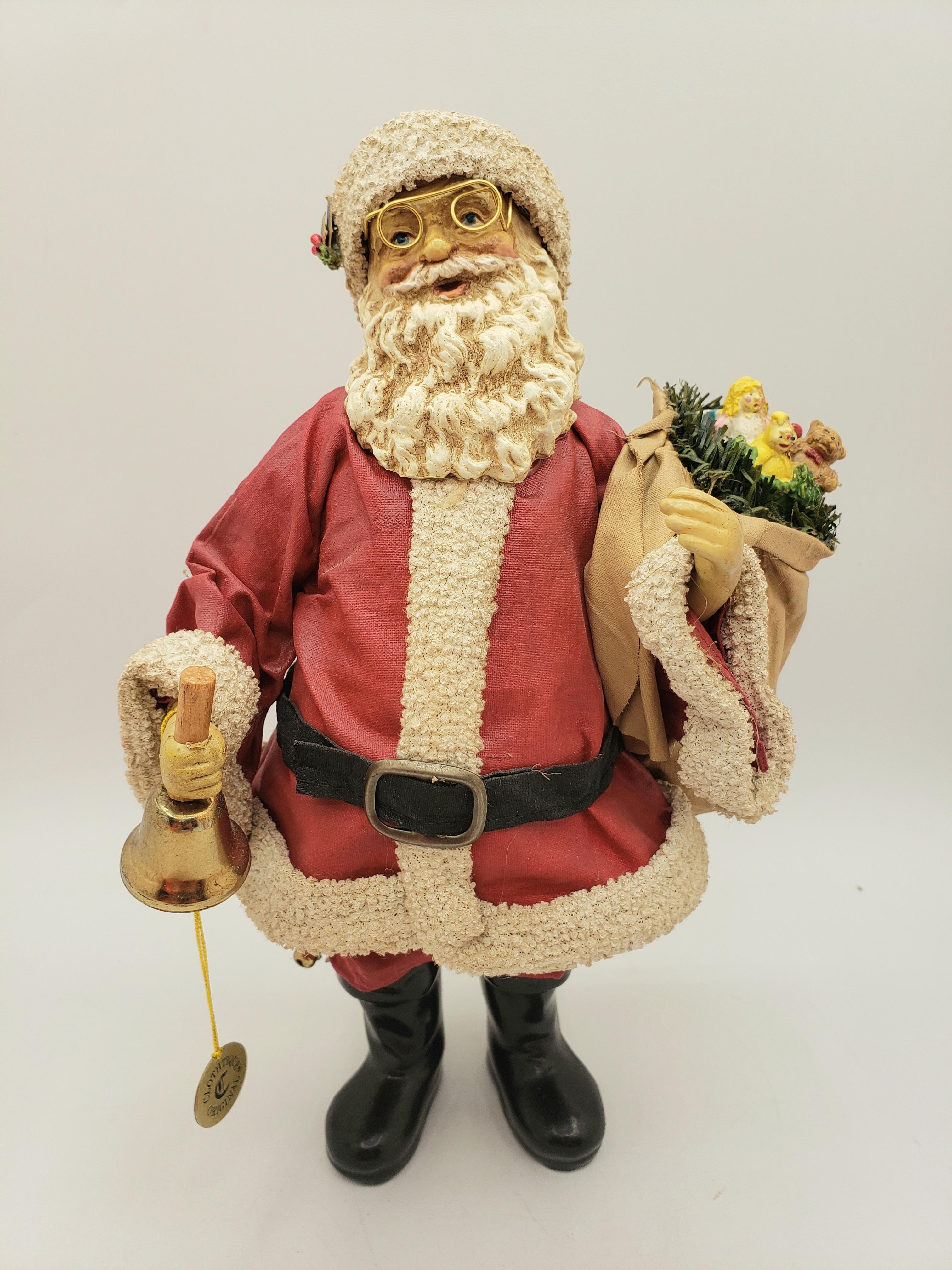 Vintage 1988 Clothtique Traditional Santa with Bell and Toy Bag ...