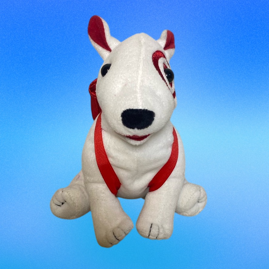 Vintage 2001’ Target 🎯 Bullseye Spot Dog 🐶 Plush w/Red Back Pack 7”