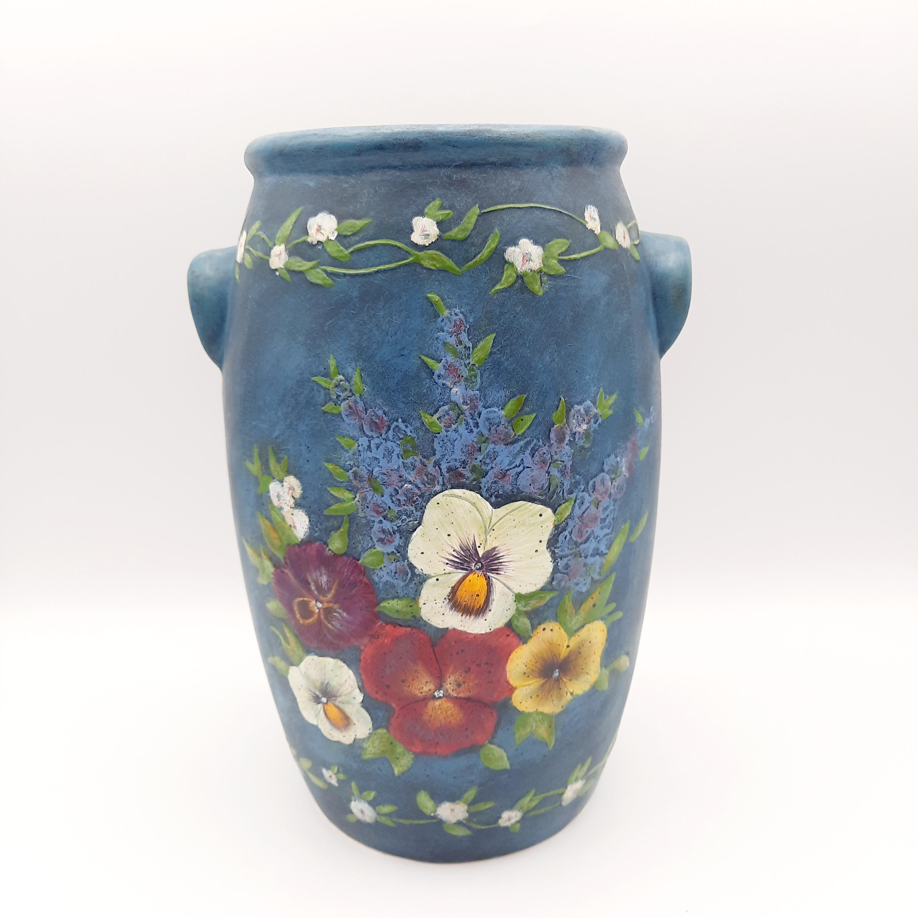 Bob's Pottery Pansy Vines Artwork Of Susan Winget "Pickle Crock ...