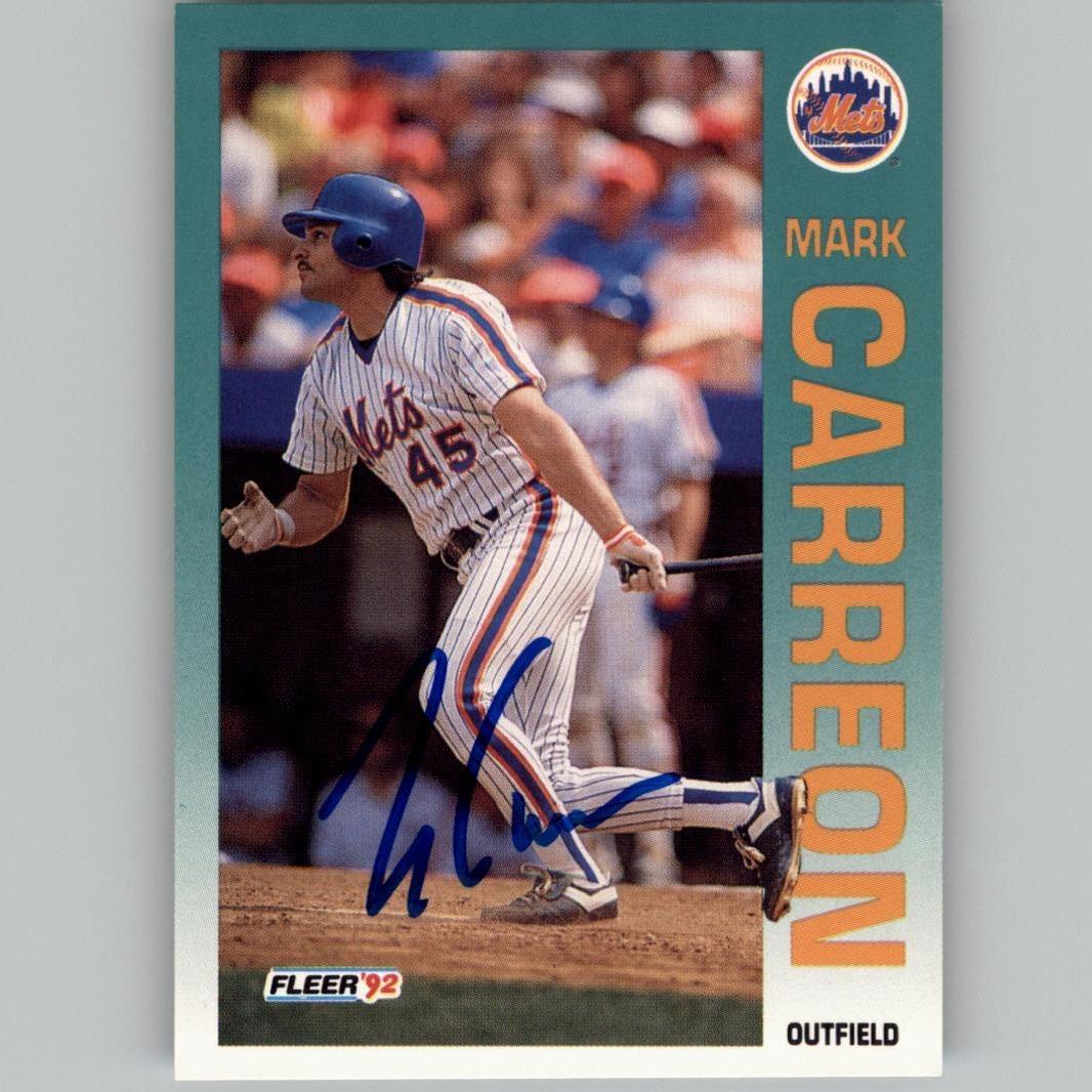 Mark Carreon Signed New York Mets 1992 Fleer Baseball Card #498