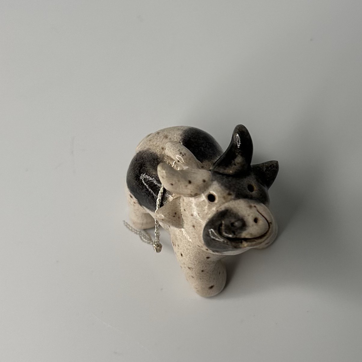 Miniature Ceramic Cow Figurine 1.25”