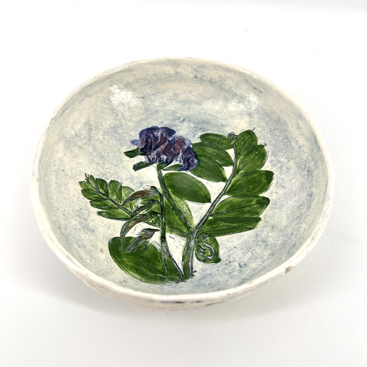Salt Marsh Pottery Purple Flower Dish