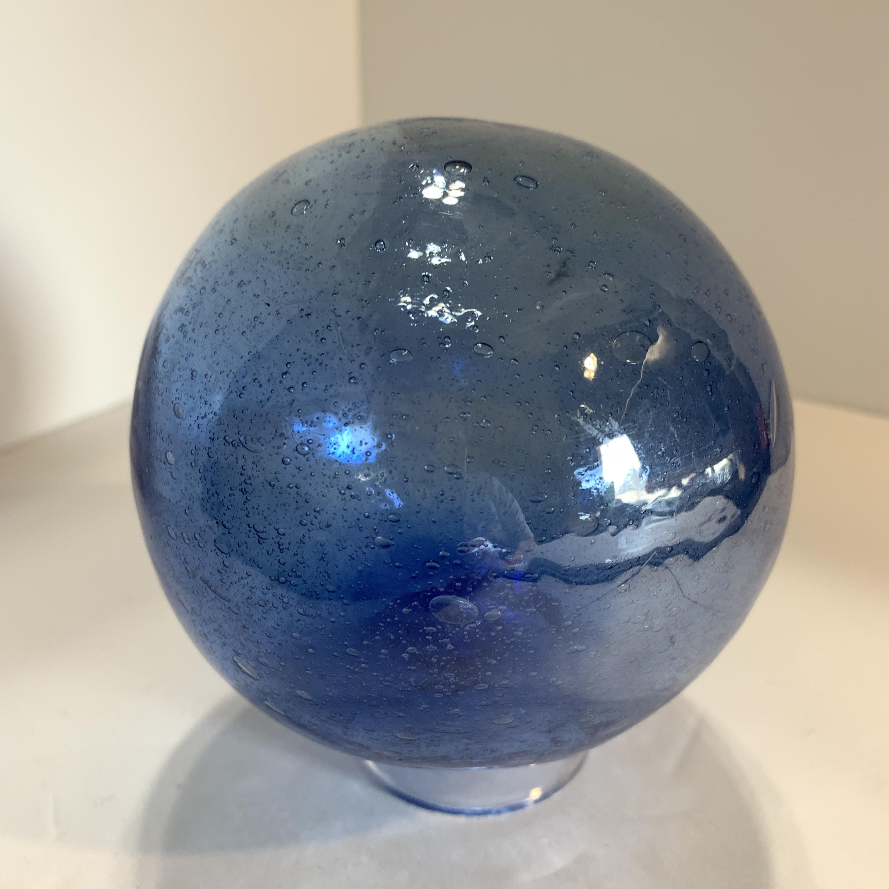 Blue Glass Orb Hand Blown Large