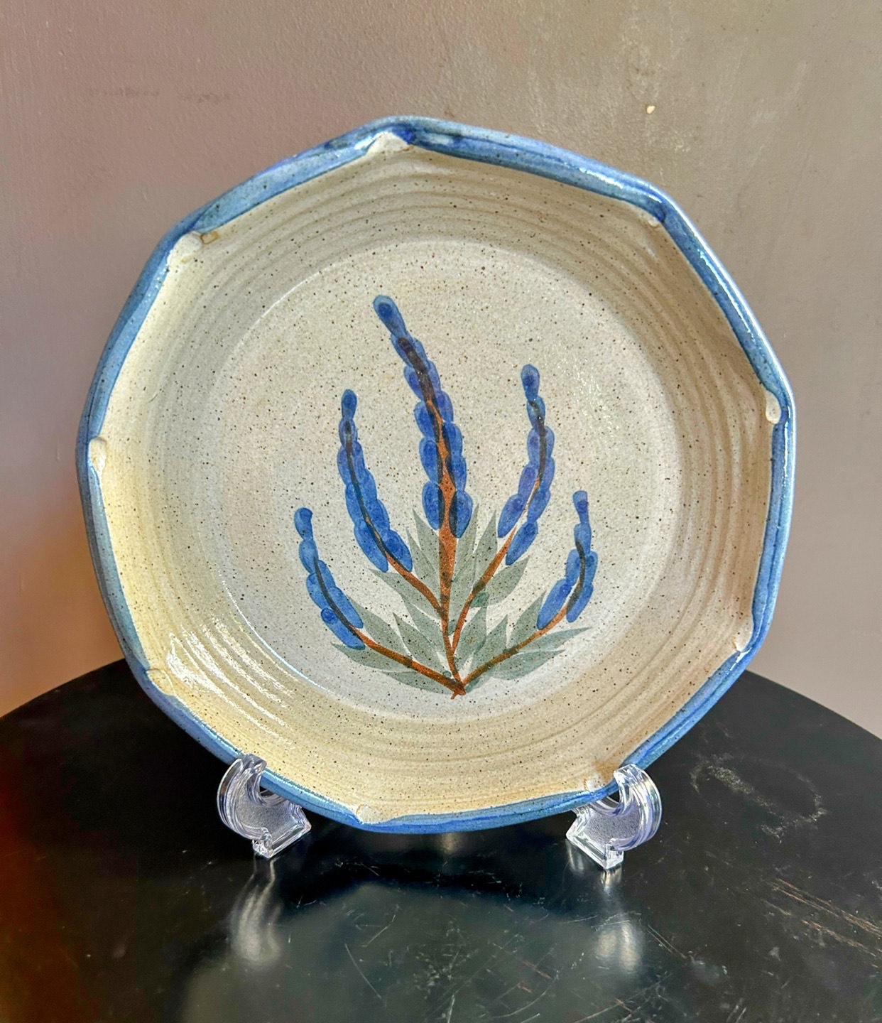 Granite Lake Pottery Blue Lupine Speckled Bowl Pie Dessert Dish Signed ...