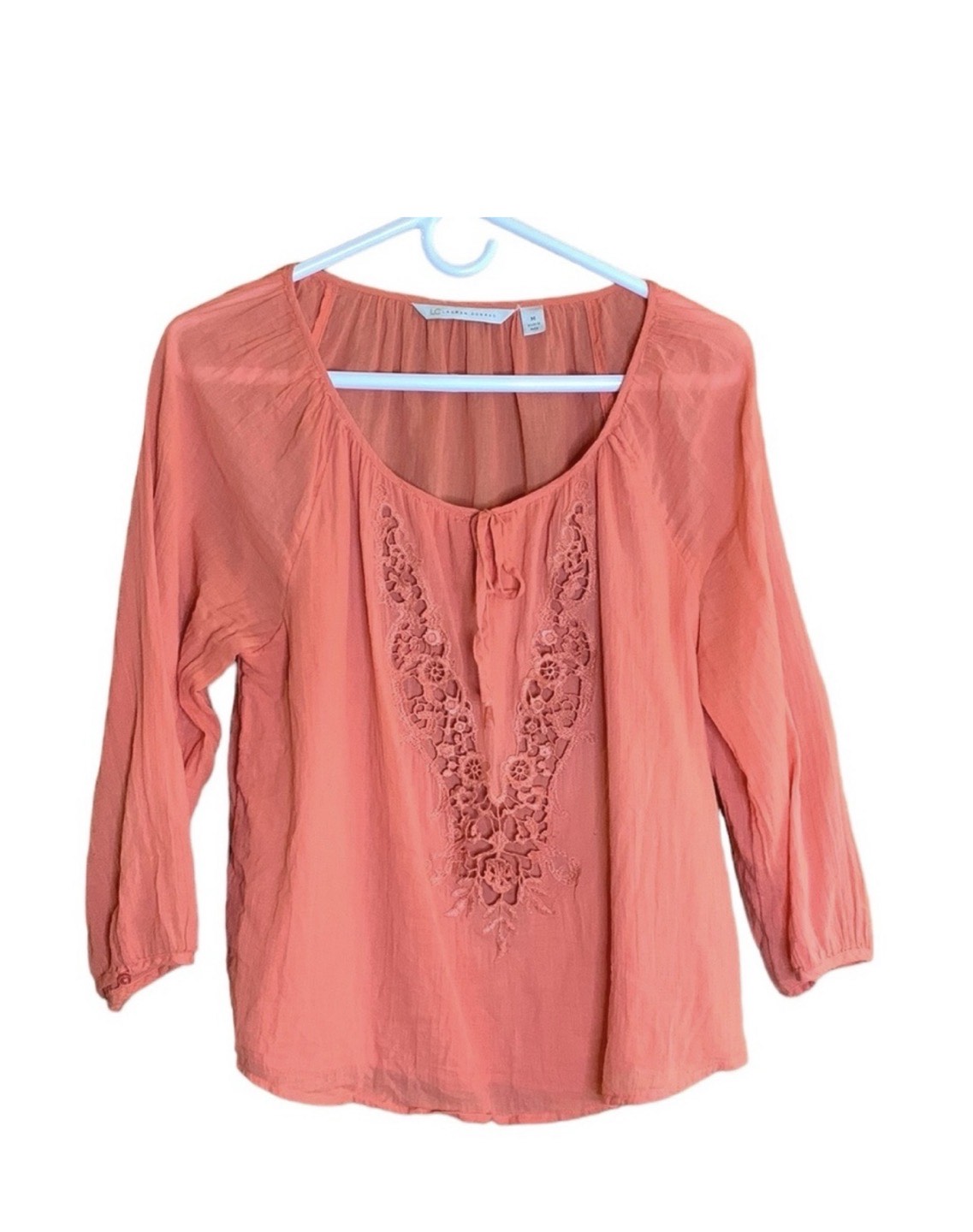 Lauren Conrad Coral Colored Boho Loose Fit Blouse