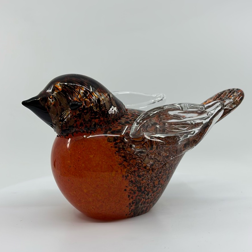 Art Glass Robin Paperweight Figure 7”