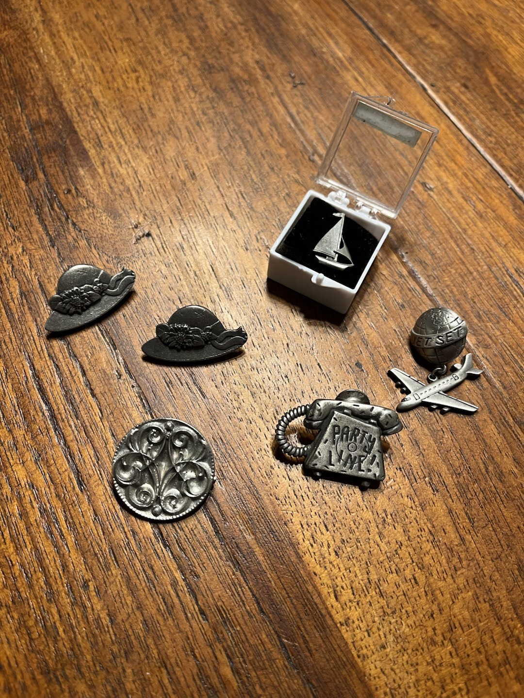 Set Of 6 Vintage Pewter Pins