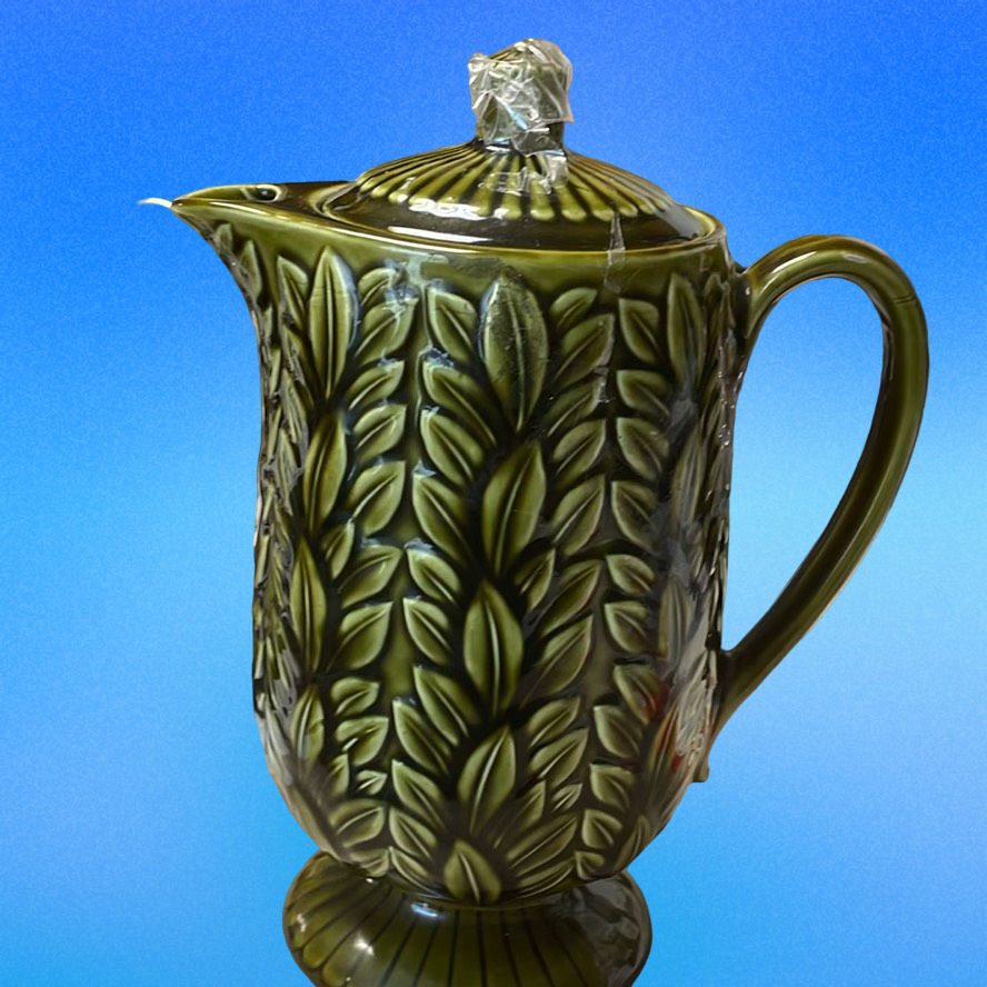 Vintage Olive Green Tea Pot