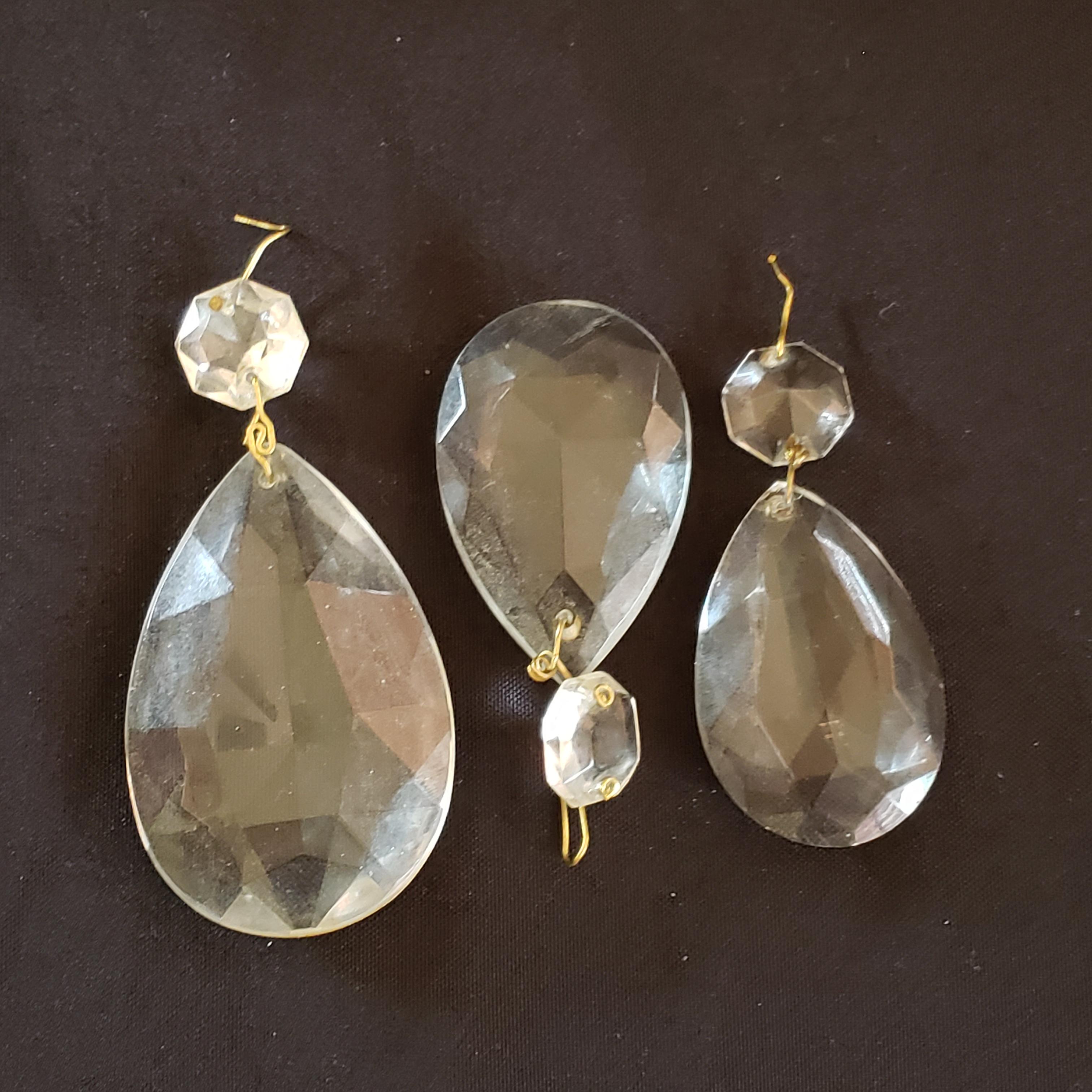 Chandelier TEARDROP Glass PRISMS with OCTAGON PRISM 2 Sizes set of 3 ...