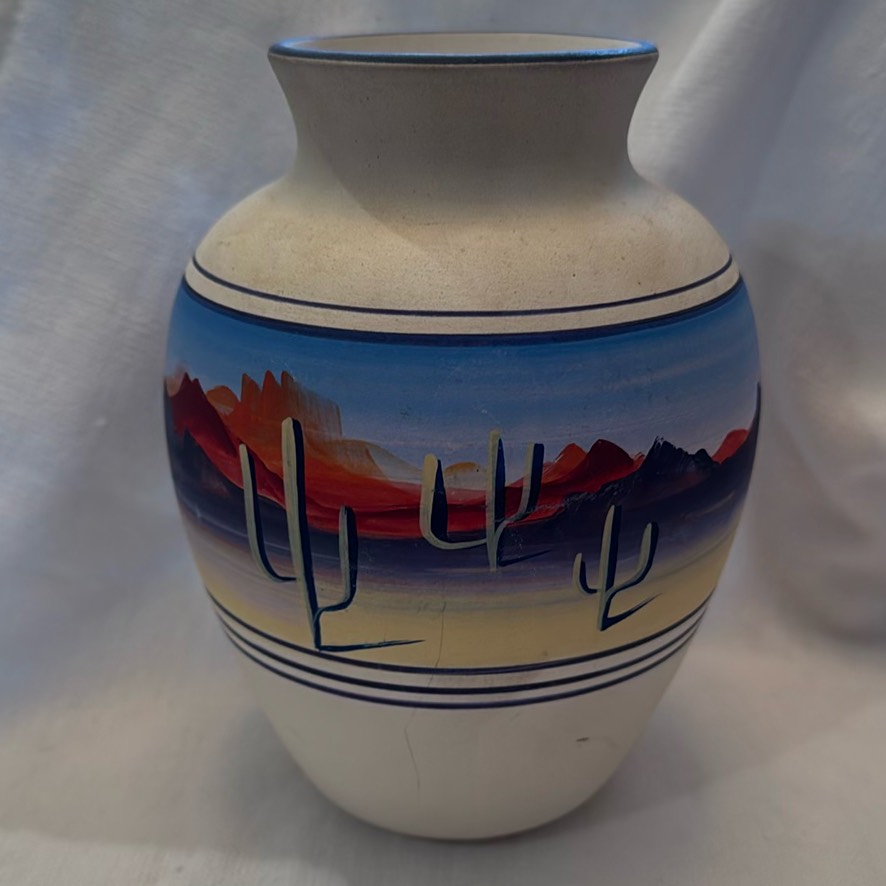 Vintage 1985 New West Pottery Desert Scene