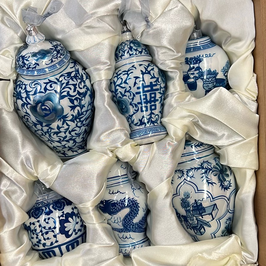Frontgate Holiday Collection Of 6 Amazing Christmas Ornaments. Blue And ...