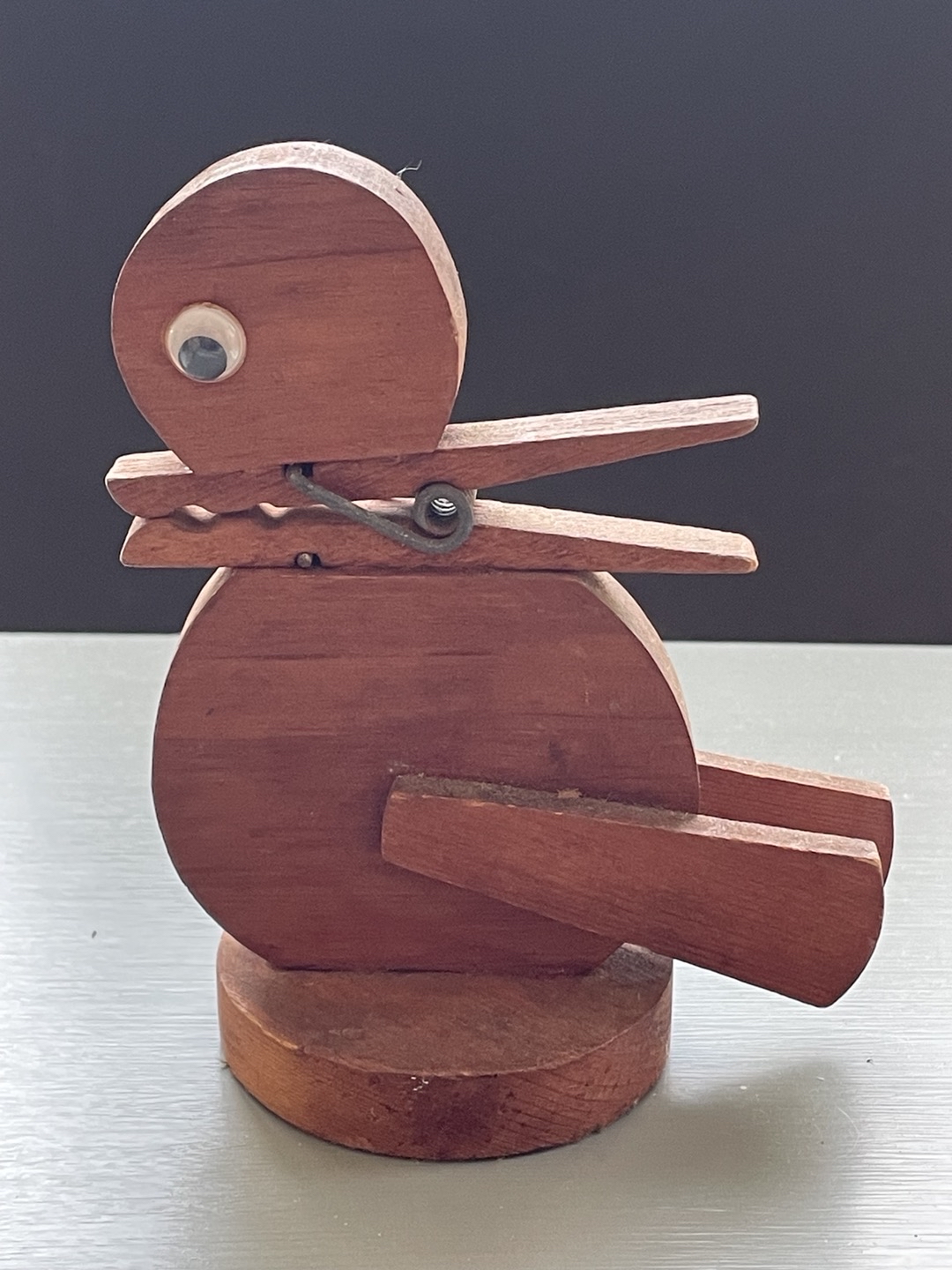 Vintage Wood Duck Clothespin Memo Recipe Card Holder Desk Accessory Unique