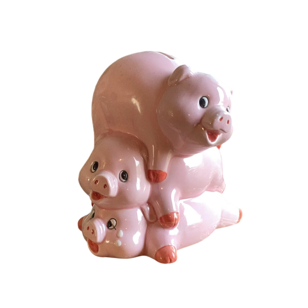 Three Little (or Not So Little) Pigs Bank…..the Bottom One Is Sweating