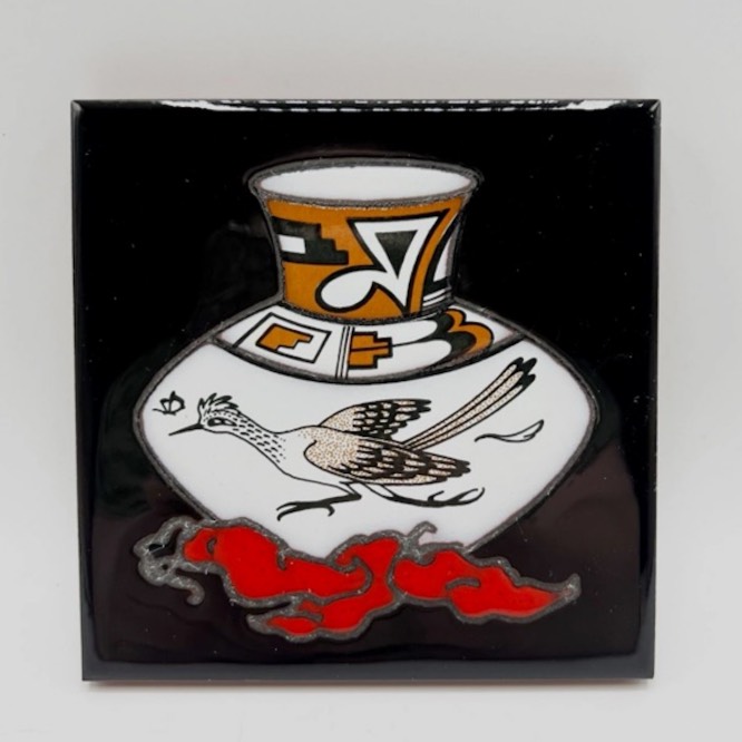 Vintage Cleo Teissedre Ceramic Tile Roadrunner Pottery Hand Painted ...