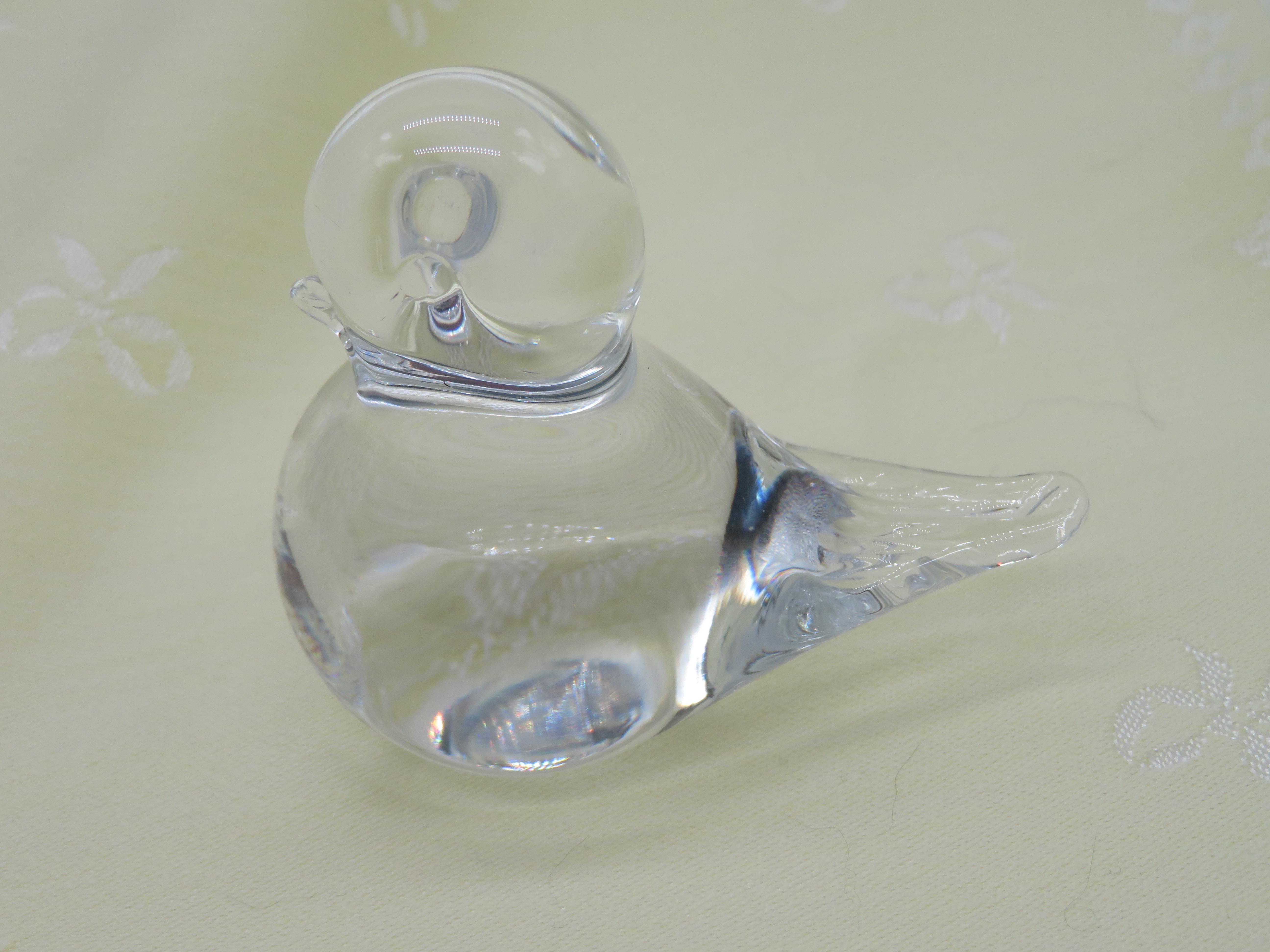 Vintage Hand-Blown Miniature Clear Glass Bird