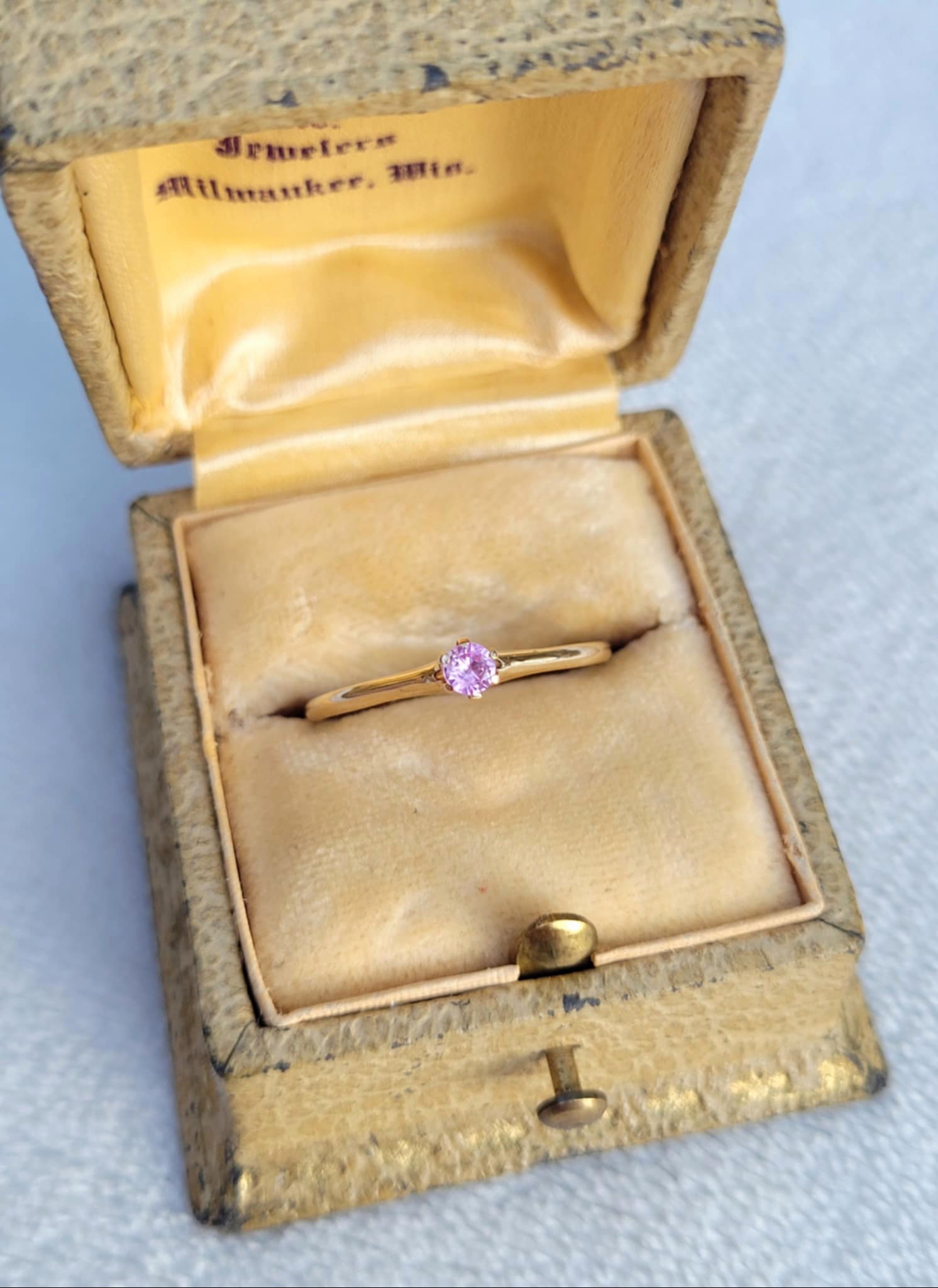 Antique 14k Gold Ostby Barton Pink Sapphire Solitaire High Profile Ring ...