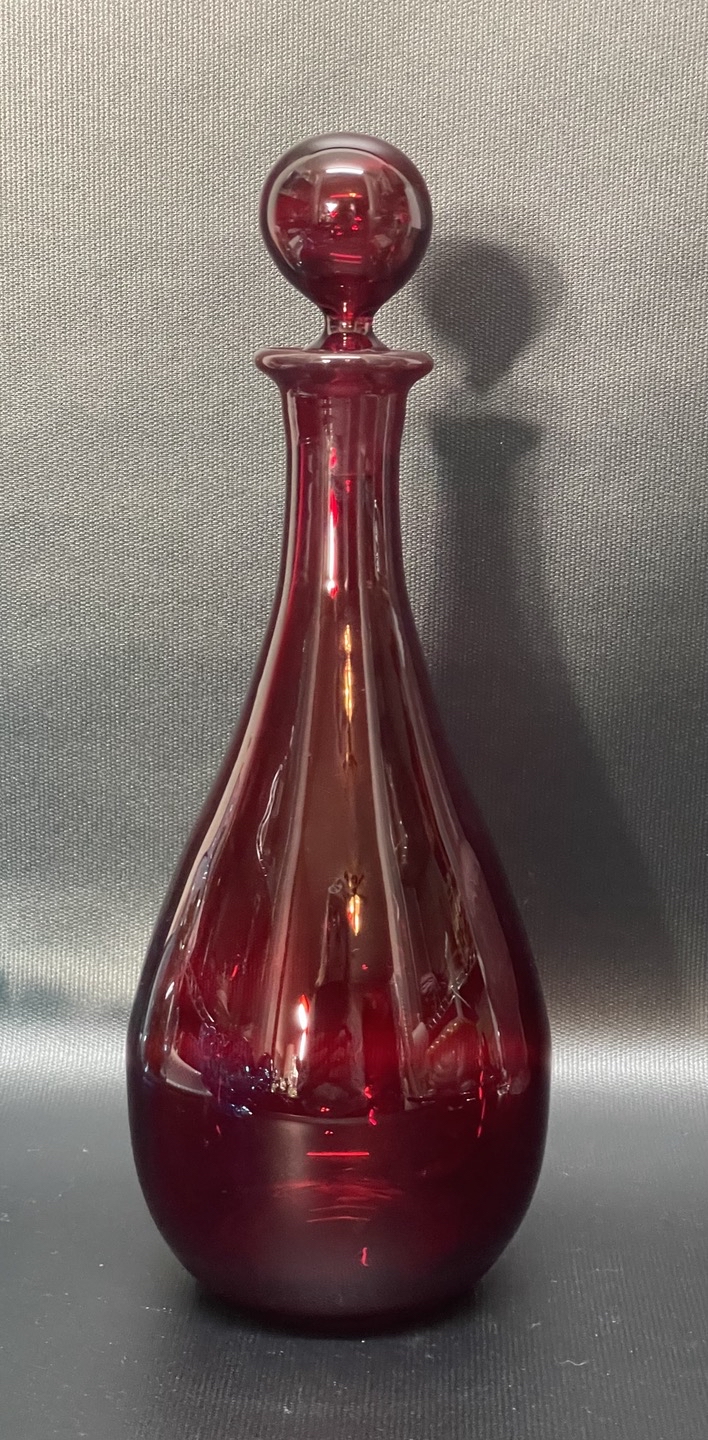 Red Decanter With Ground Stopper