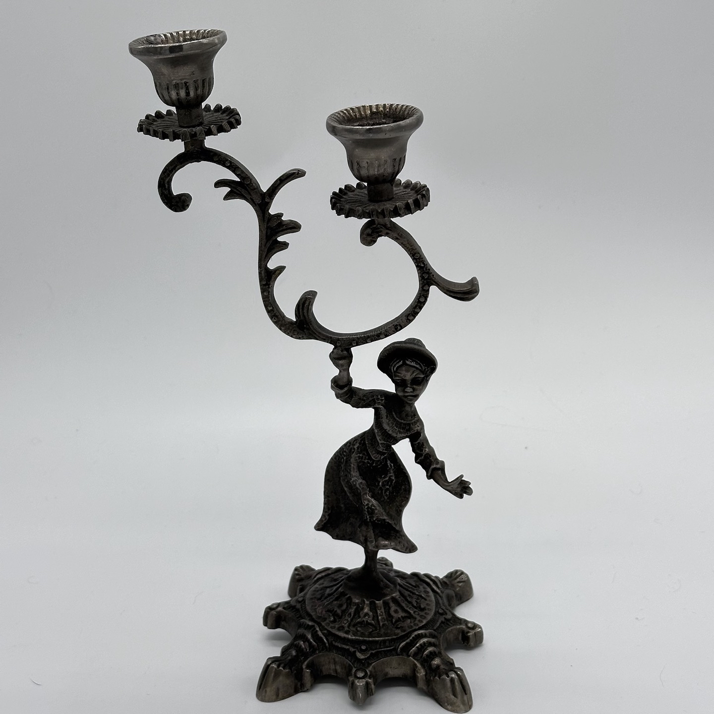 Double Candlestick Holder Vintage Metal French Victorian Style Woman ...