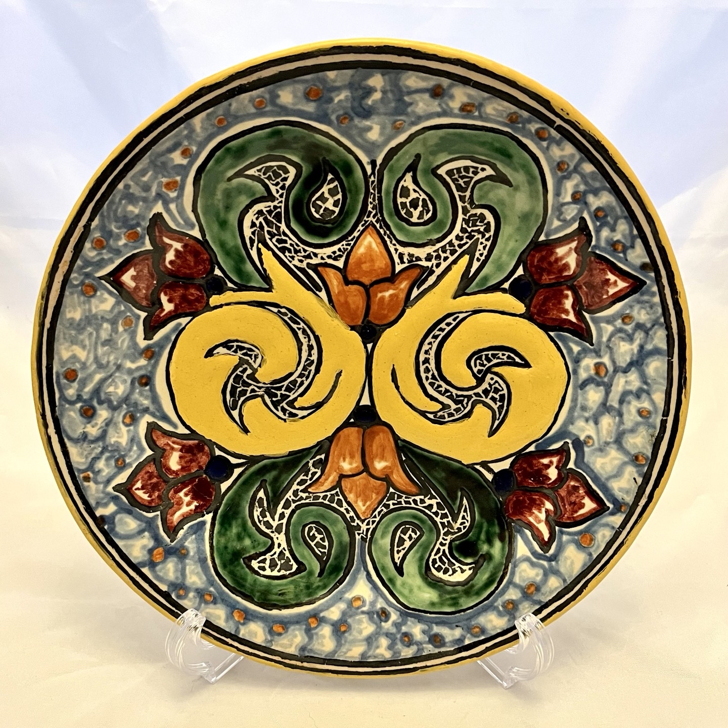 Talavera Mexican Pottery Plate, Casa Rugerio Puebla Mexico, Vintage EUC