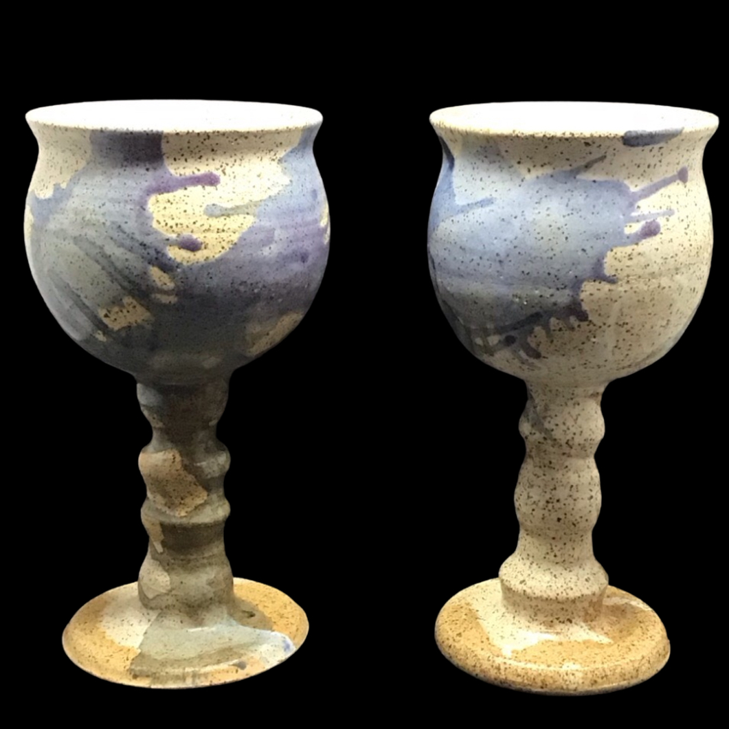 Pair of Signed Art Pottery Chalices from same artist collection (3-153G&H)