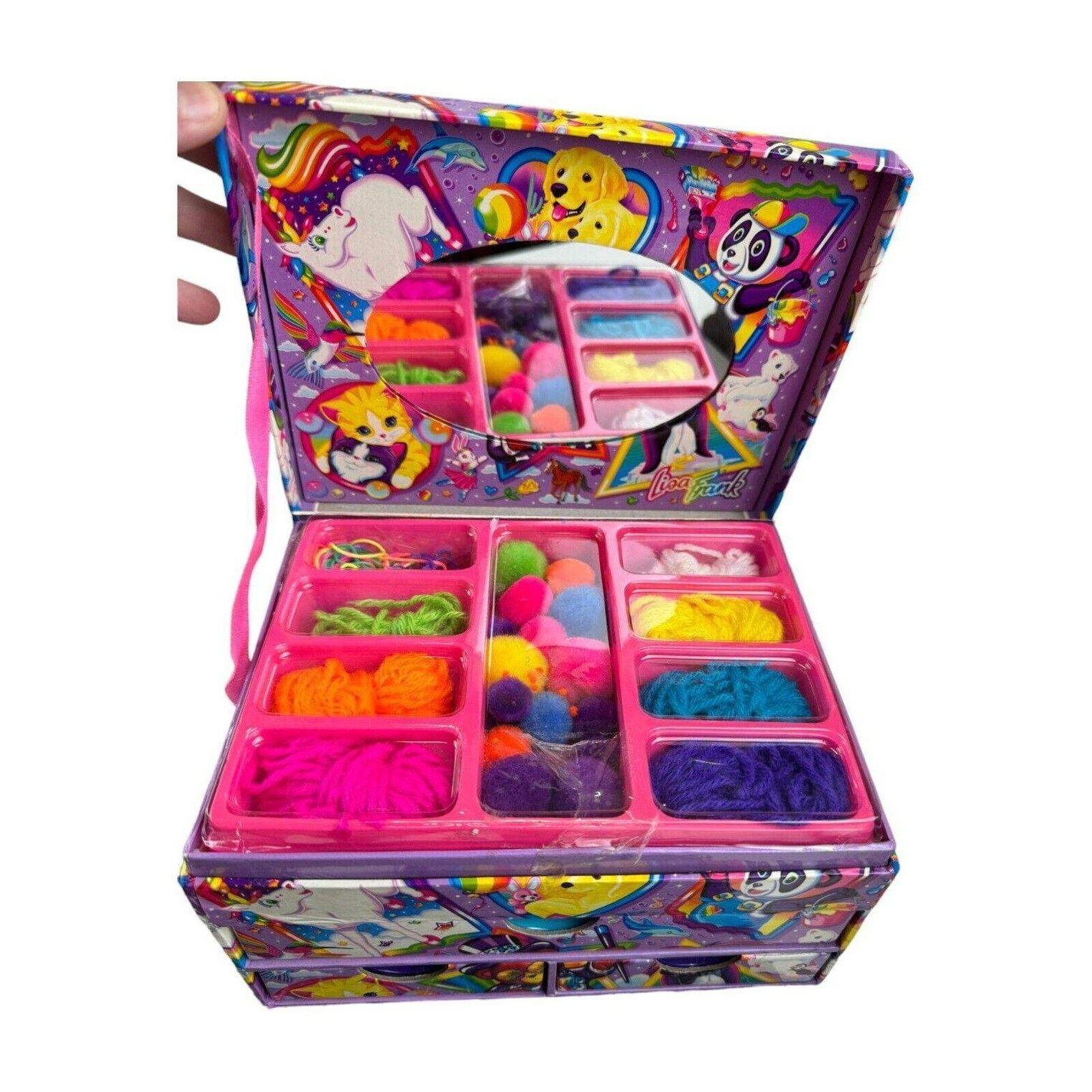 Vintage 90s Lisa Frank Storage Box with Drawers Mirror Crafts Stickers