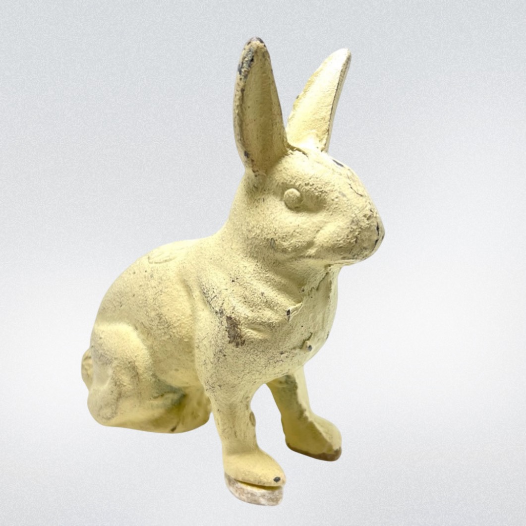 Cast Iron Bunny Rabbit. Rustic Ivory Colored. Great for Display, Heavy ...