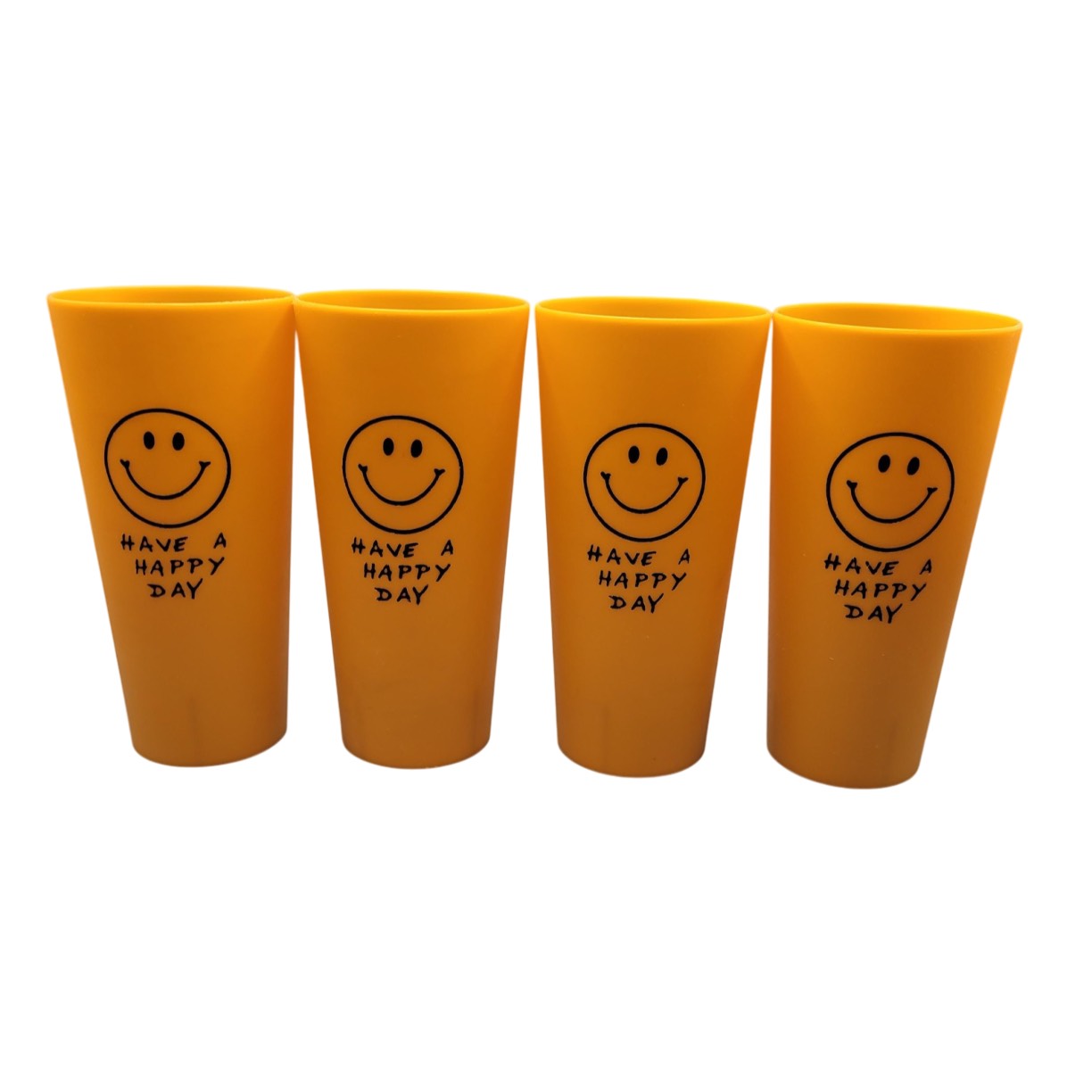 Vintage Smiley Face Have A Happy Daddy Tupperware Style Tumblers Set
