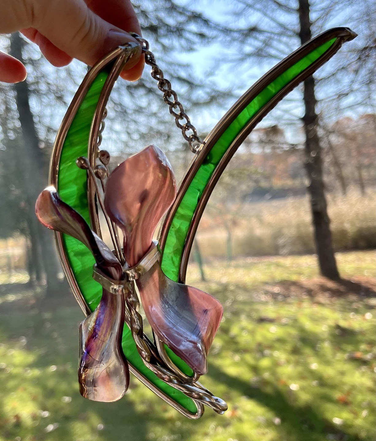 Handcrafted Purple Bearded Iris 3D Stained Hanging Art Glass Sun ...