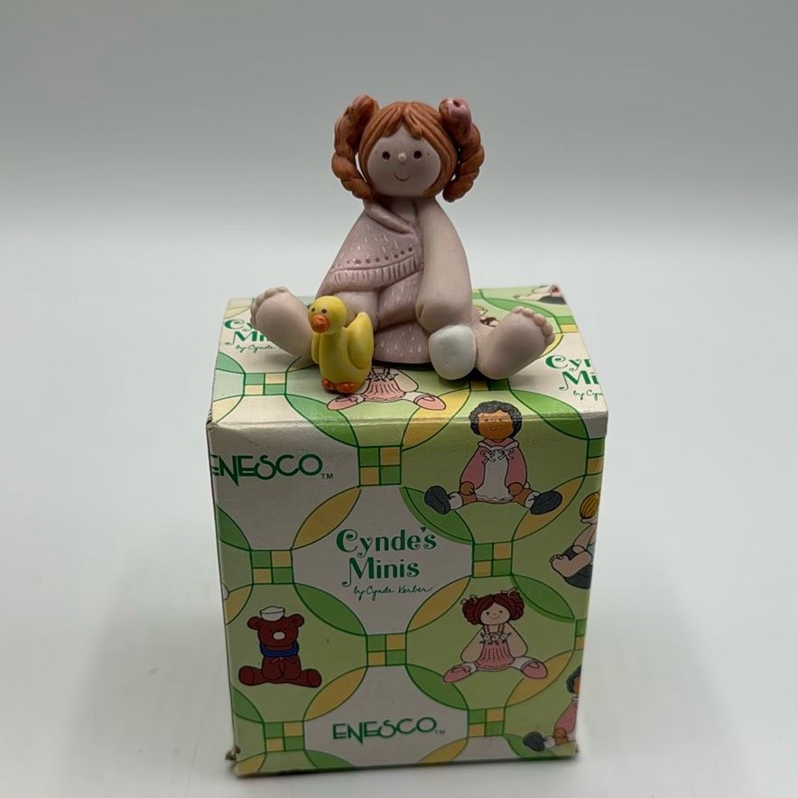 Cynde’s Minis Enesco 1984 NIB Redhead With Duck Cynde Kerber