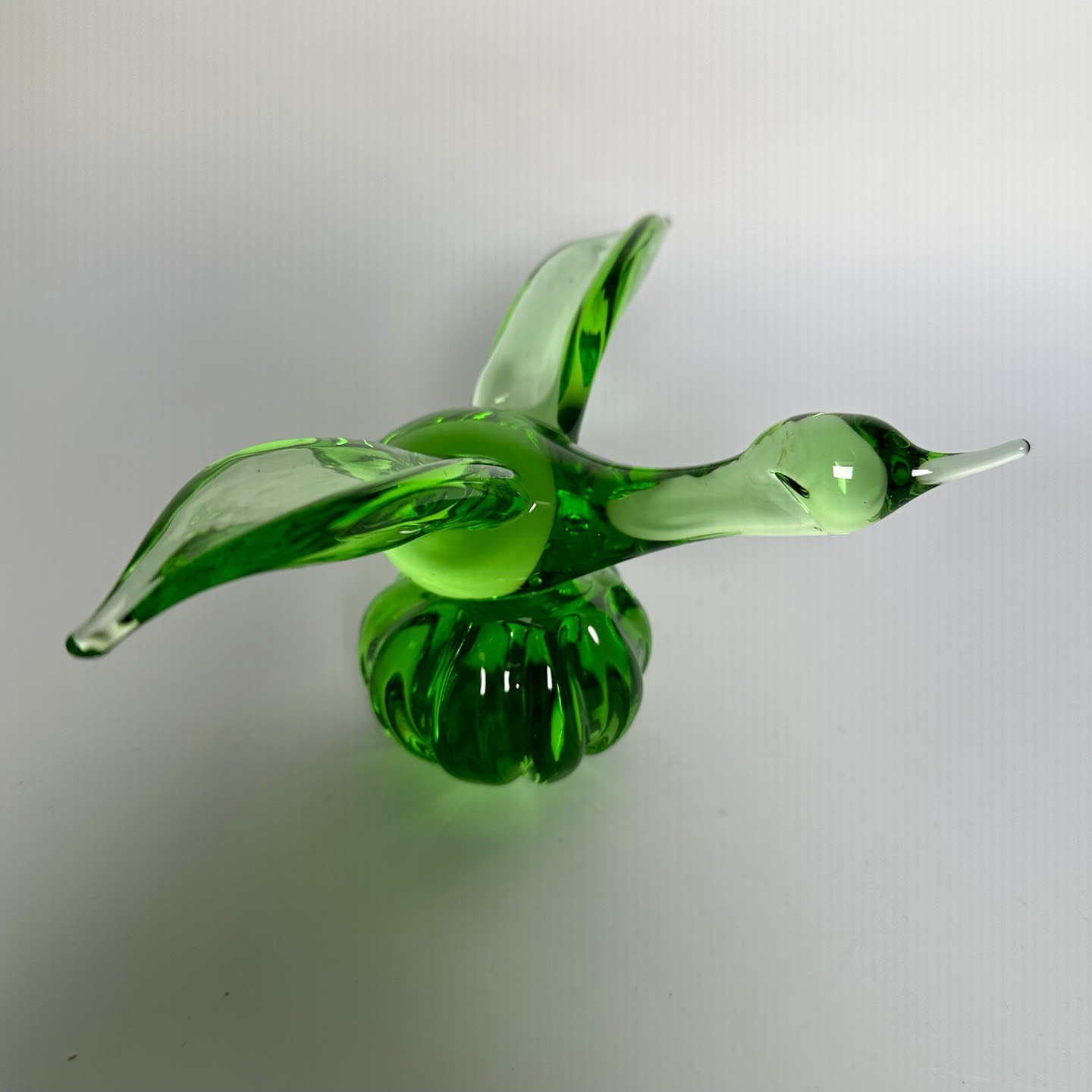 Art Glass Bird In Flight Green