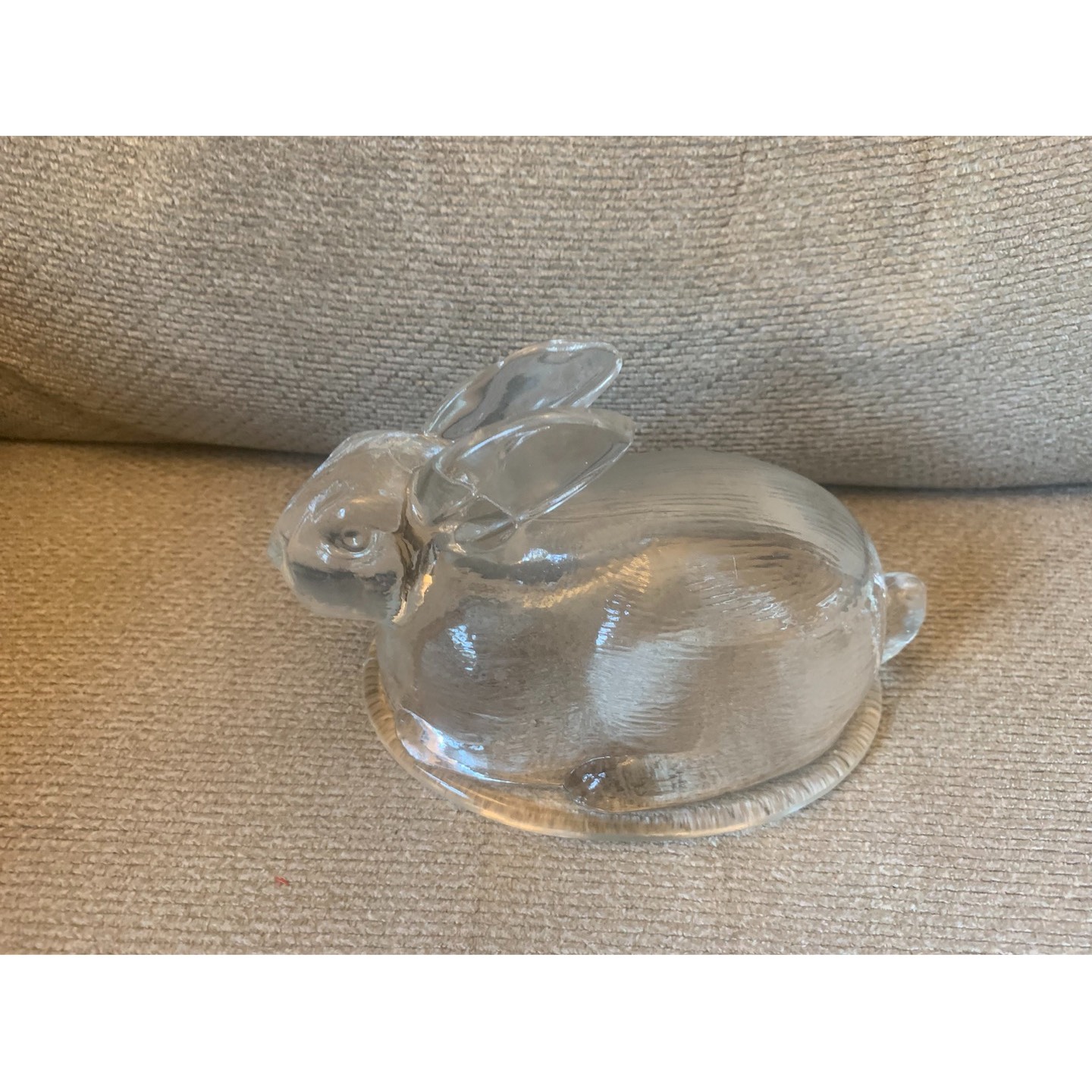 Clear Glass Bunny That Is Looking For It’s Nest L E Smith?