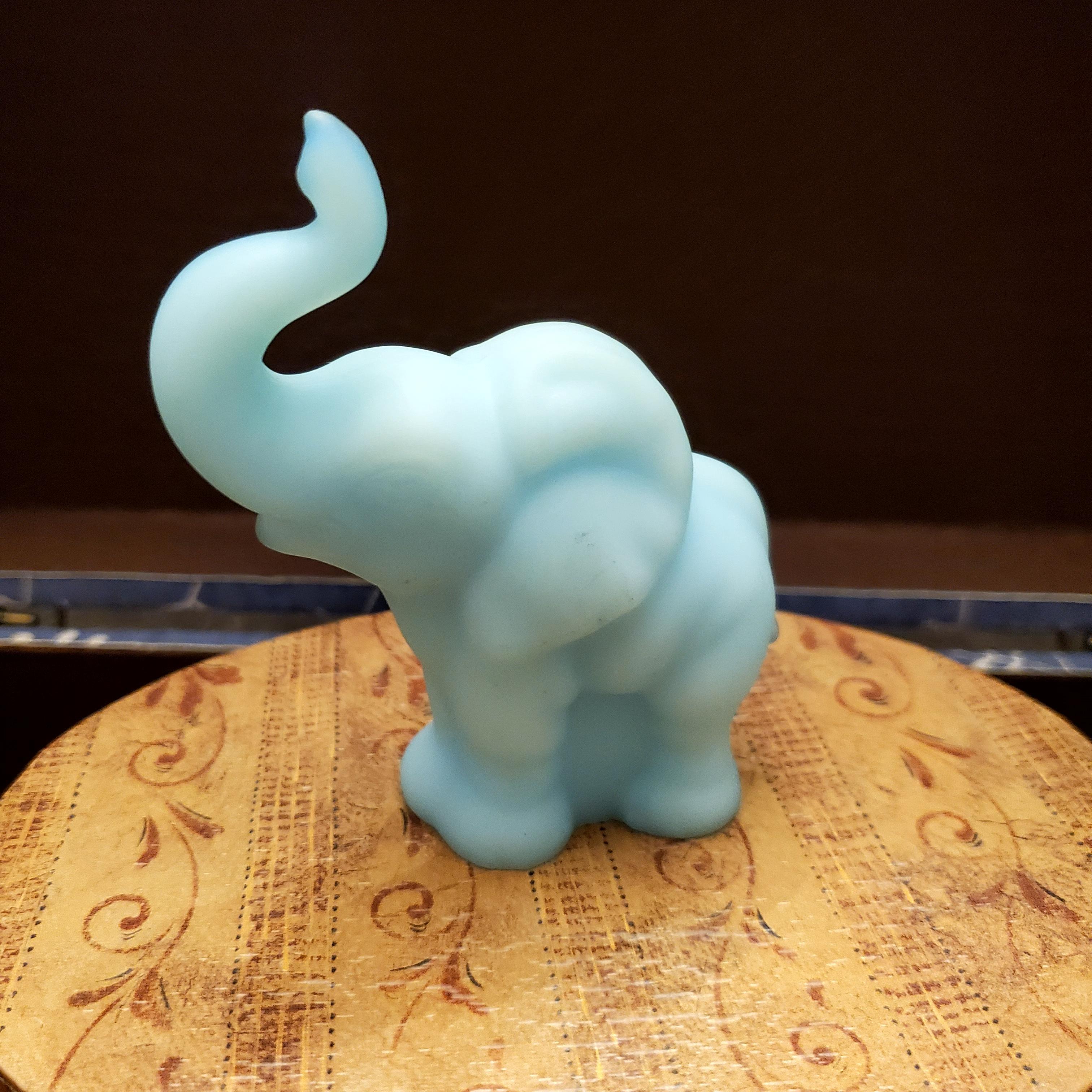 Blue Satin Glass Elephant