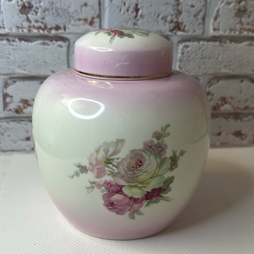 Vintage James Kent Old Foley Victoria Rose Ginger Jar Made In England