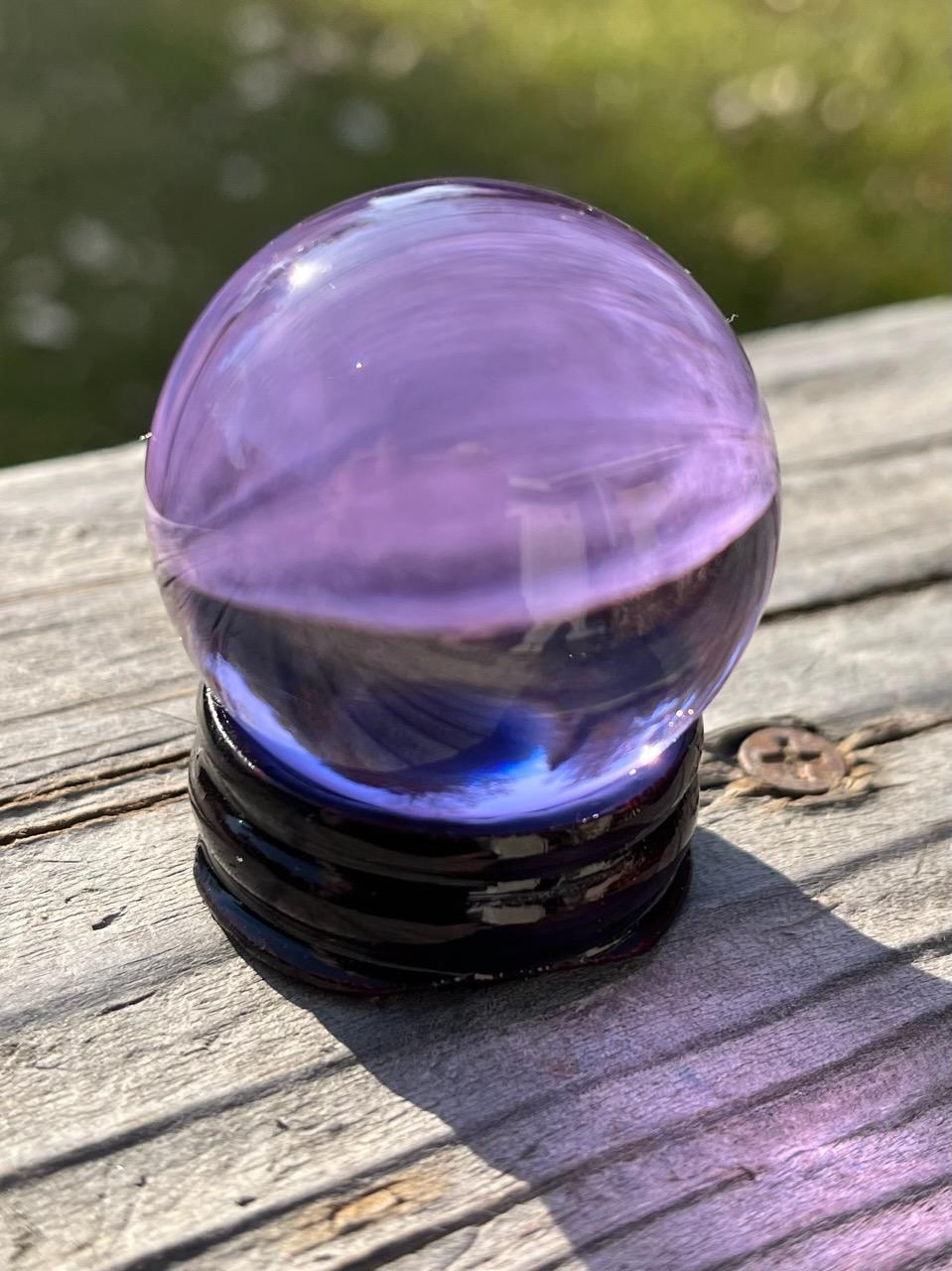 Light Purple Glass Sphere Orb Ball with Stand