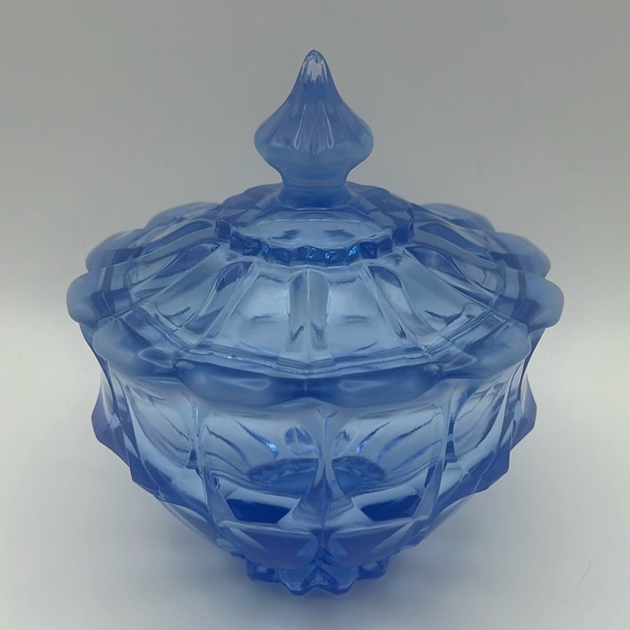Fenton Opalescent Periwinkle Blue Lidded Candy Dish