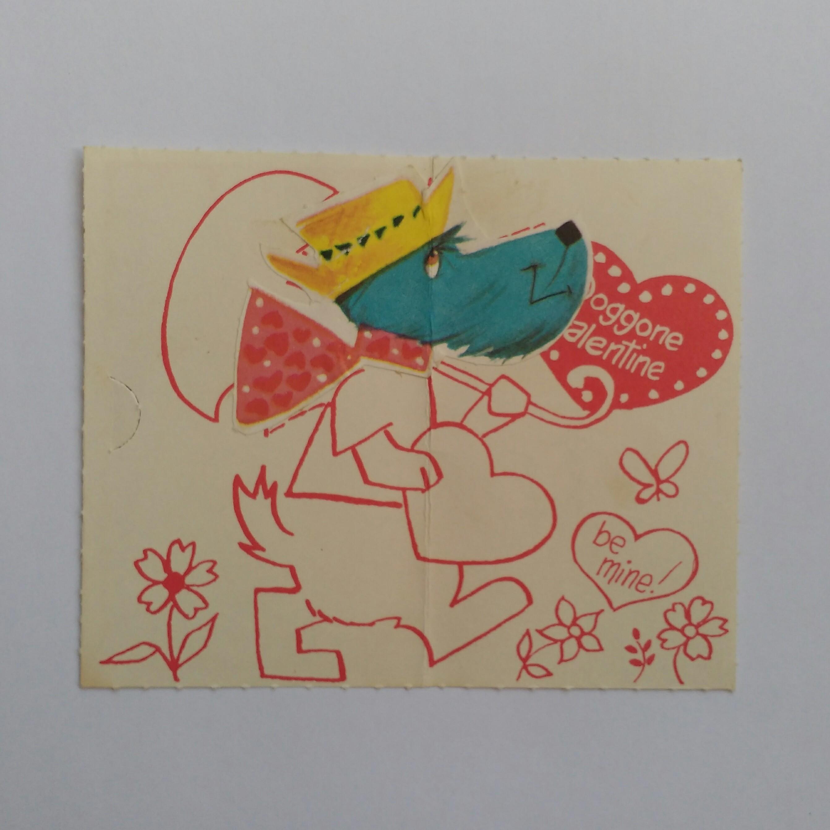 Vintage DIY Blue Dog Doggone Valentine Card Coloring Project