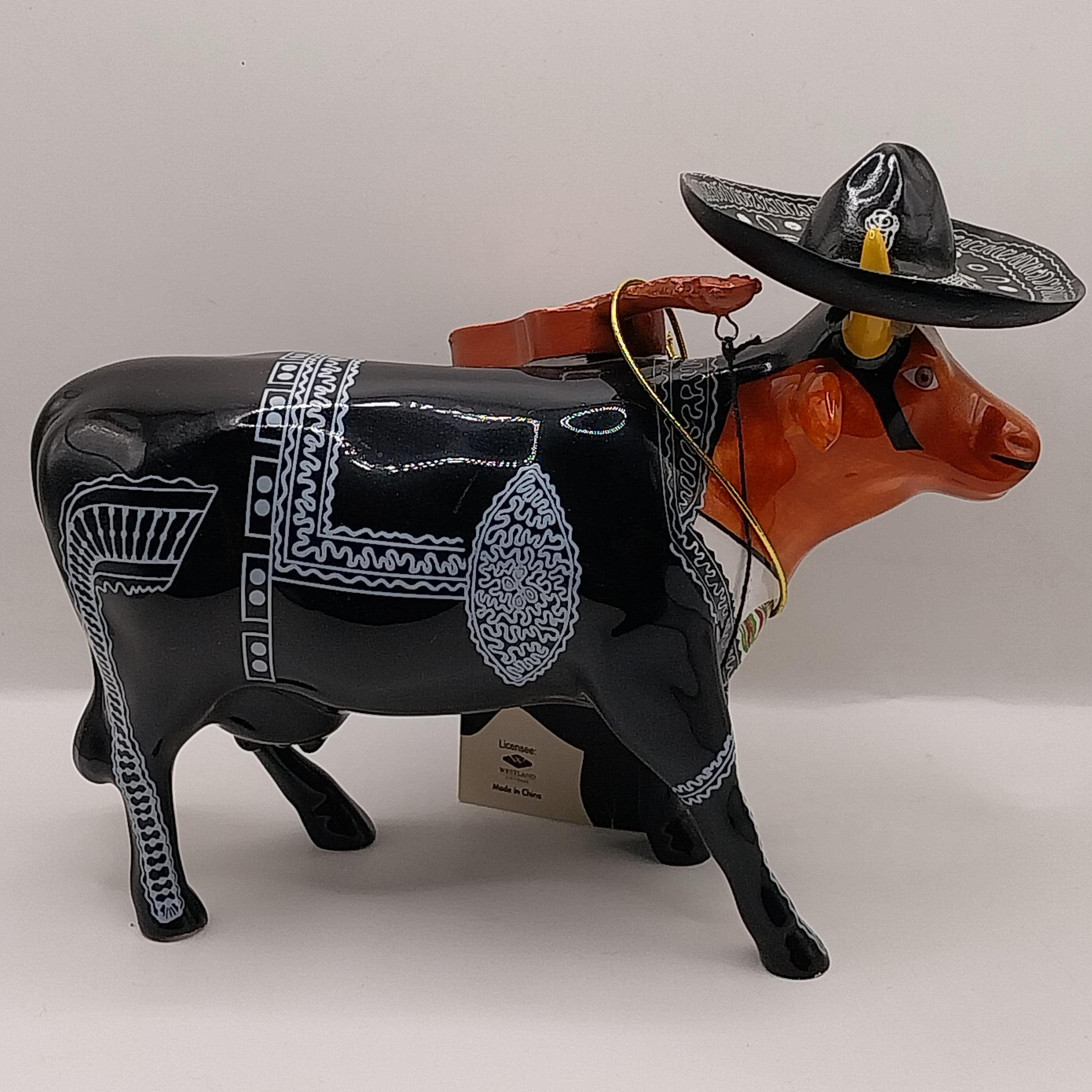 Vintage 2001 Cow Parade Figurine Mooriachi #9190 Cow Mariachi Sombrero ...